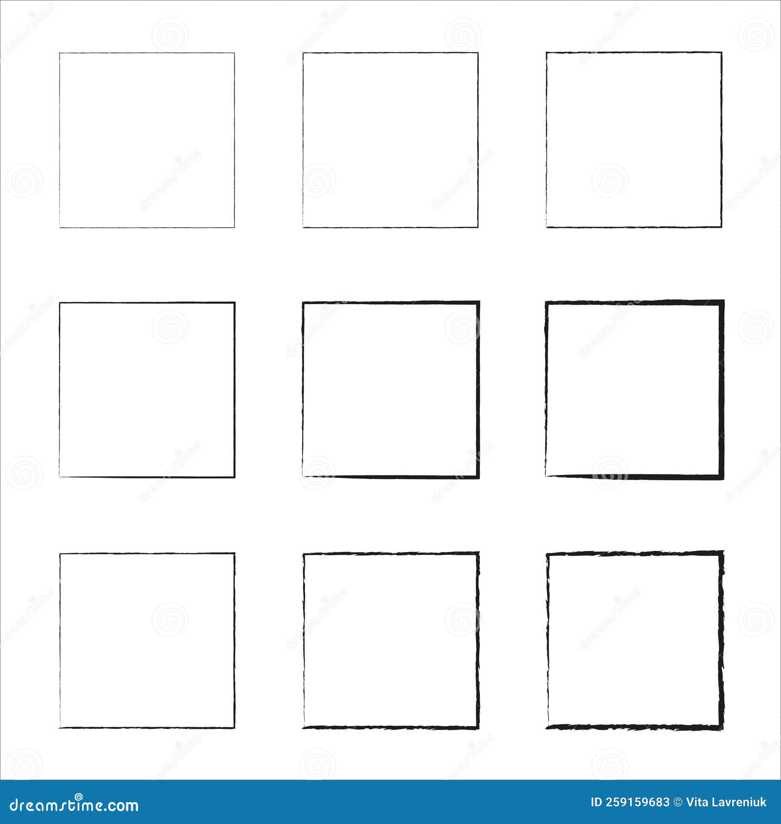 Grunge Frames Vector Set. Borders Set. Rectangular Shapes Stock Vector ...