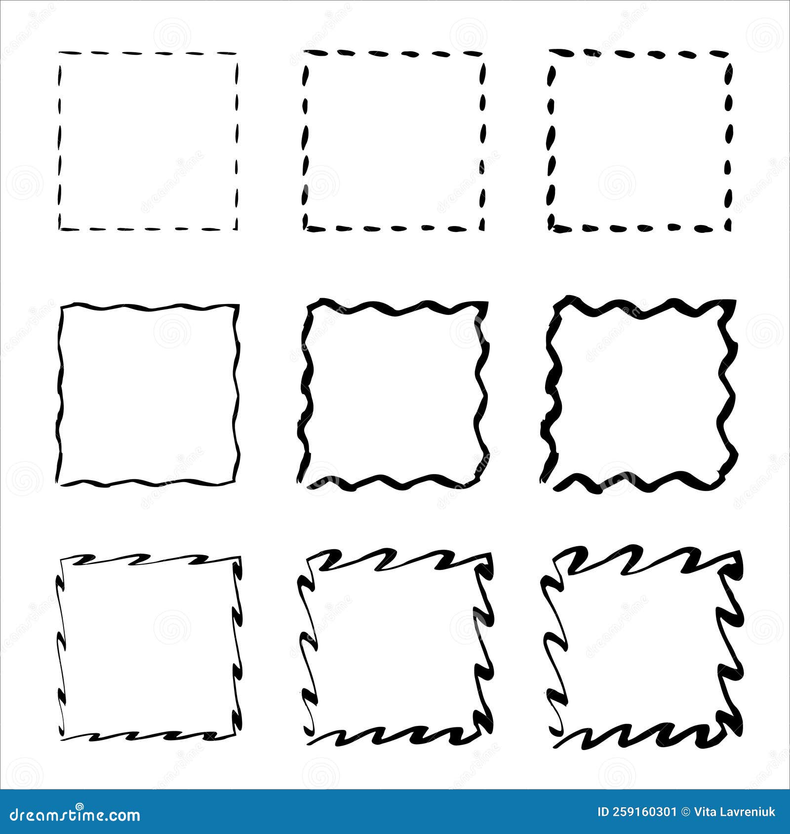 Grunge Frames Vector Set Handdrawn Square Frame Rectangular Shapes