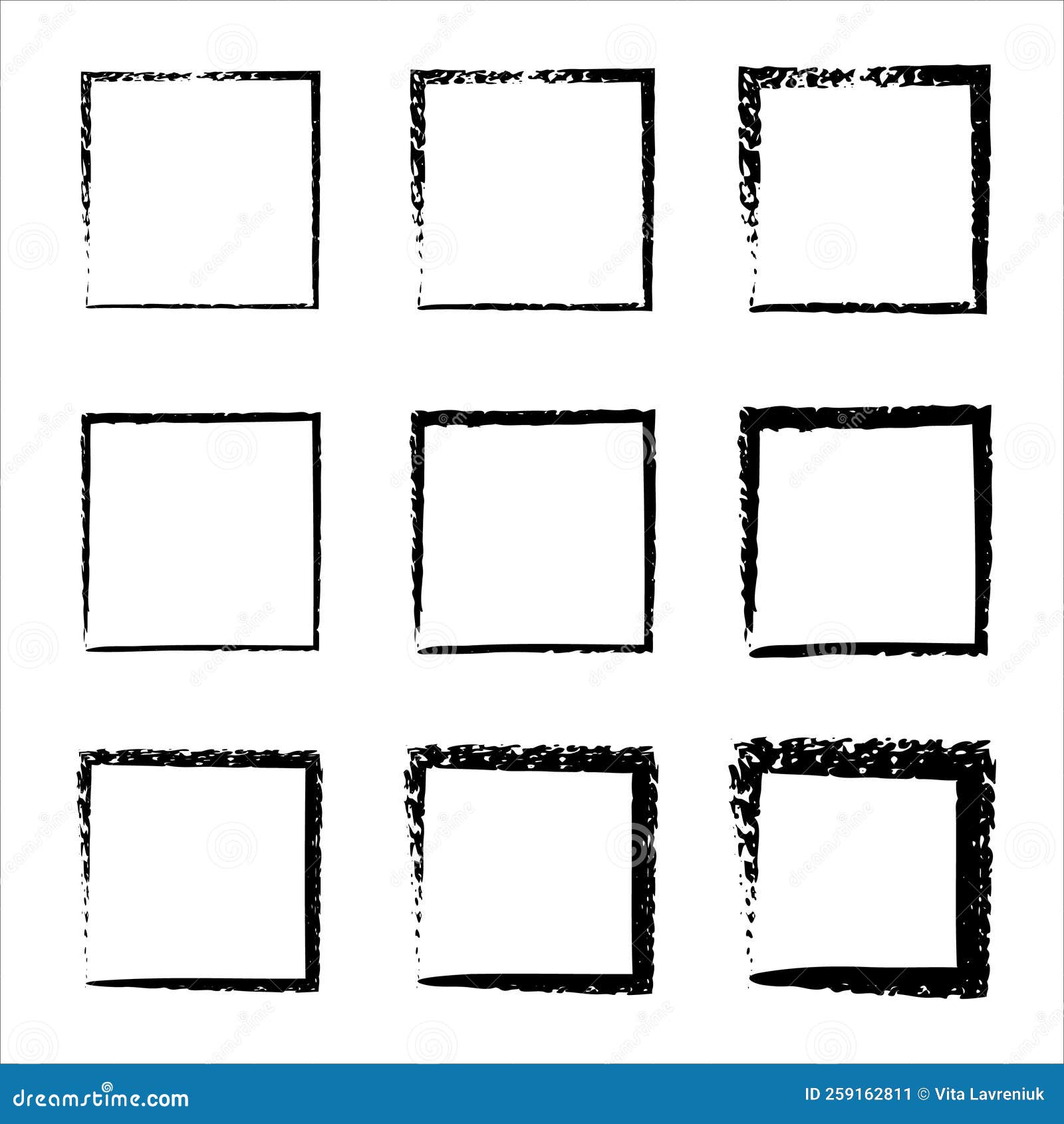 Grunge Frames Vector Set. Vector Black Painted Squares. Grunge Style ...