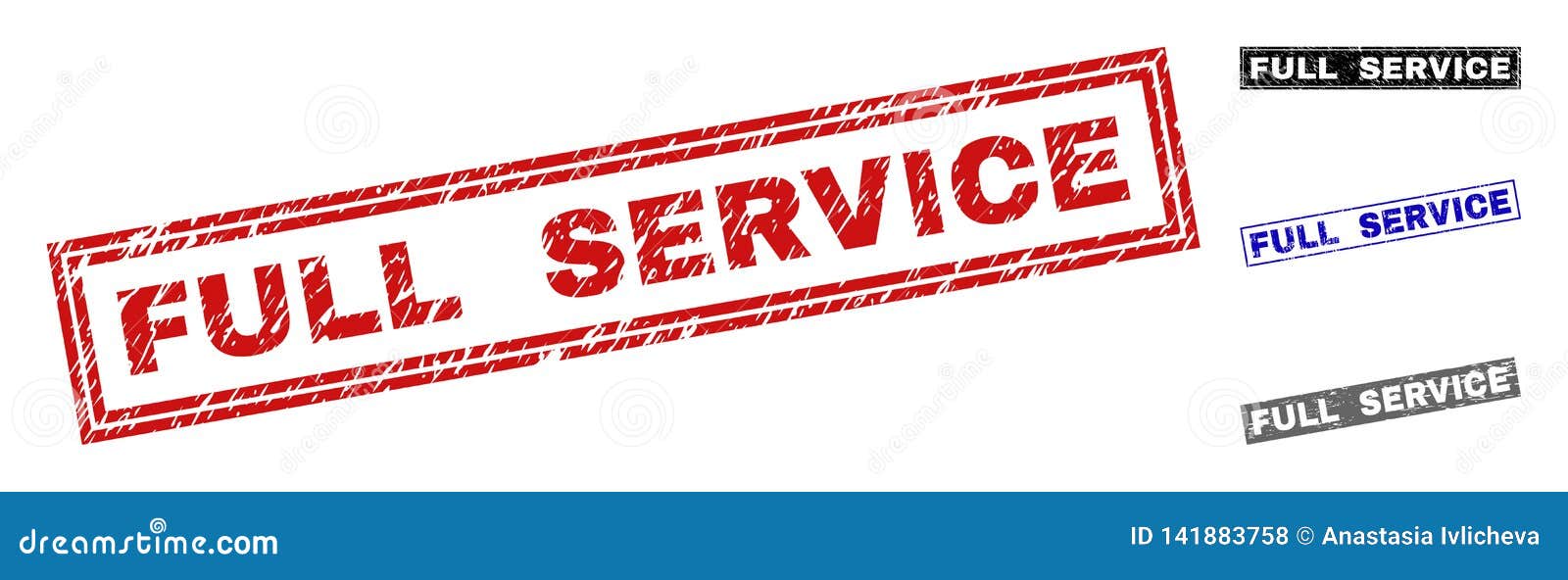 Grunge FULL SERVICE Textured Rectangle Stamps Stock Vector ...