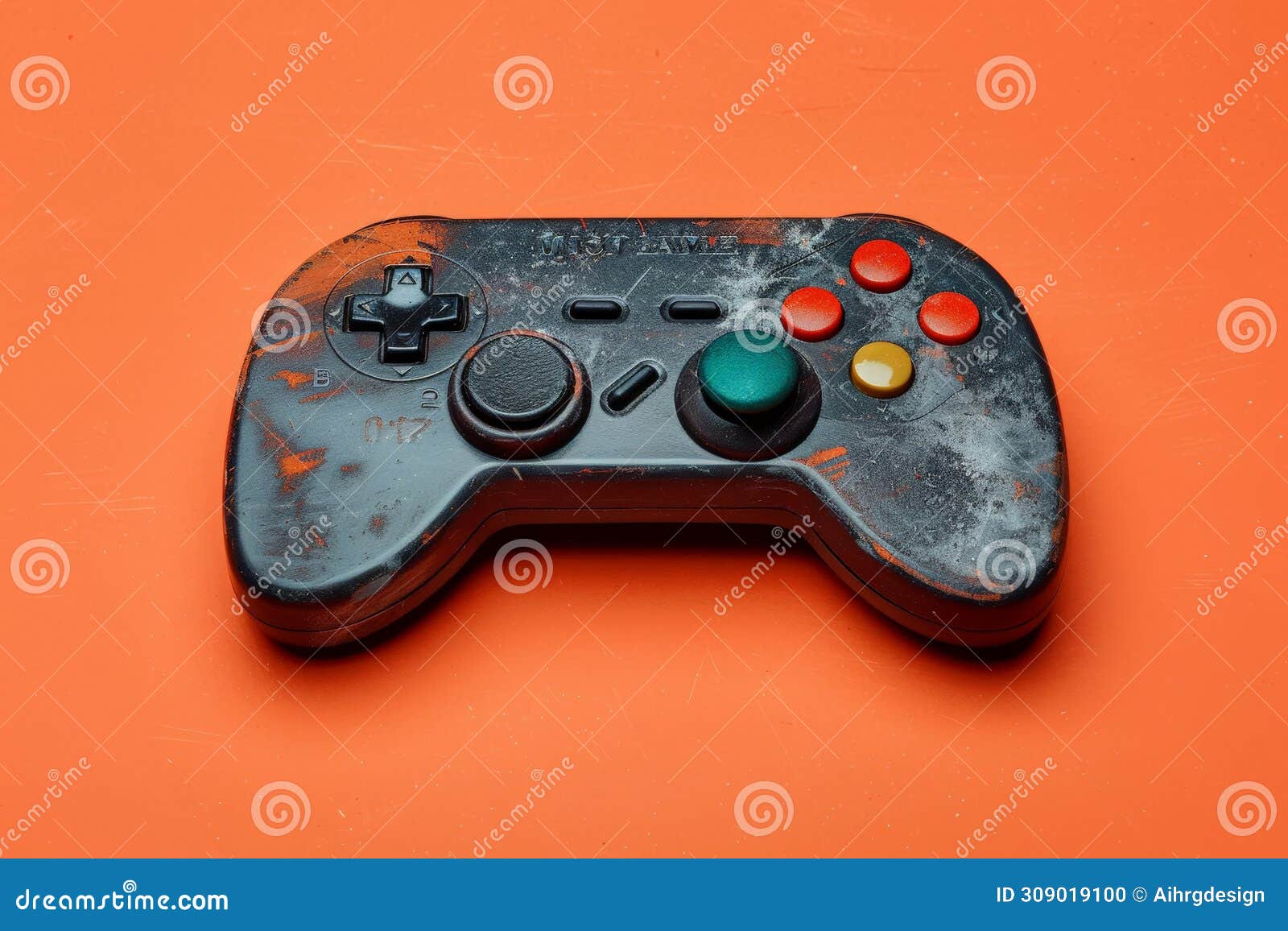 Grunge Game Controller on Orange Background Stock Illustration ...
