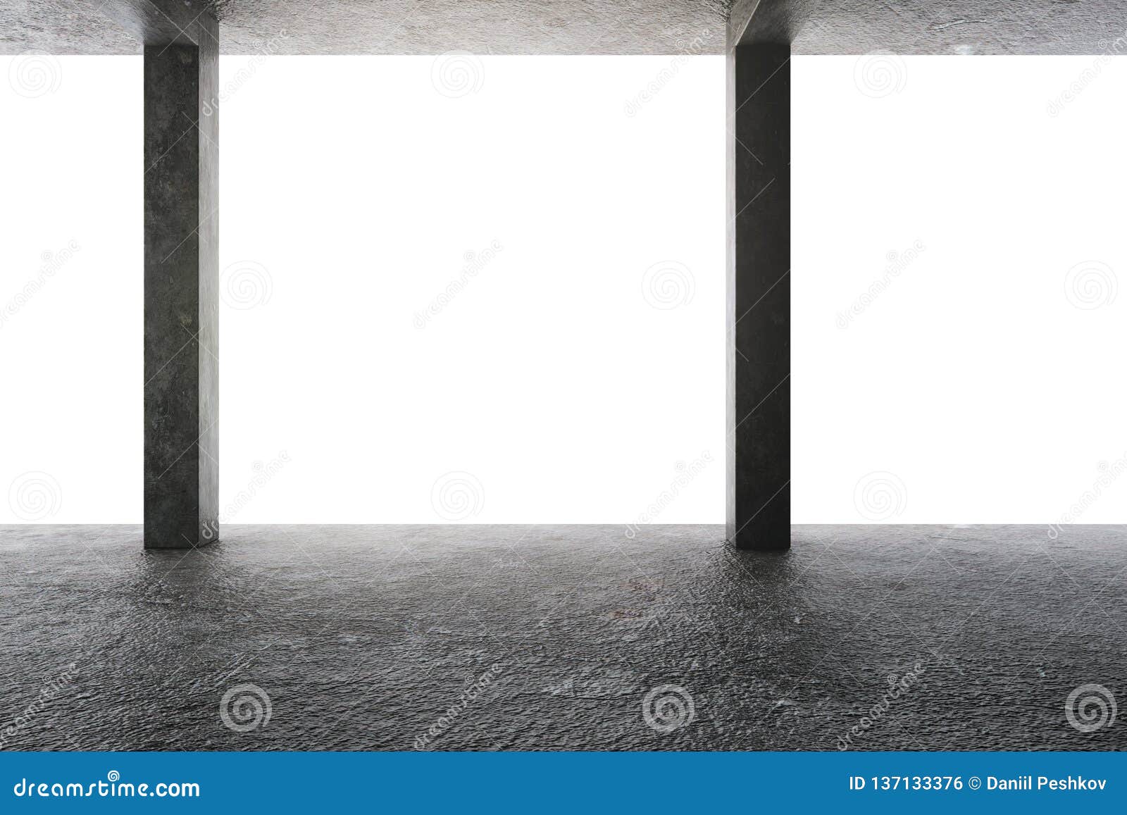 Grunge garage with columns stock illustration. Illustration of design ...