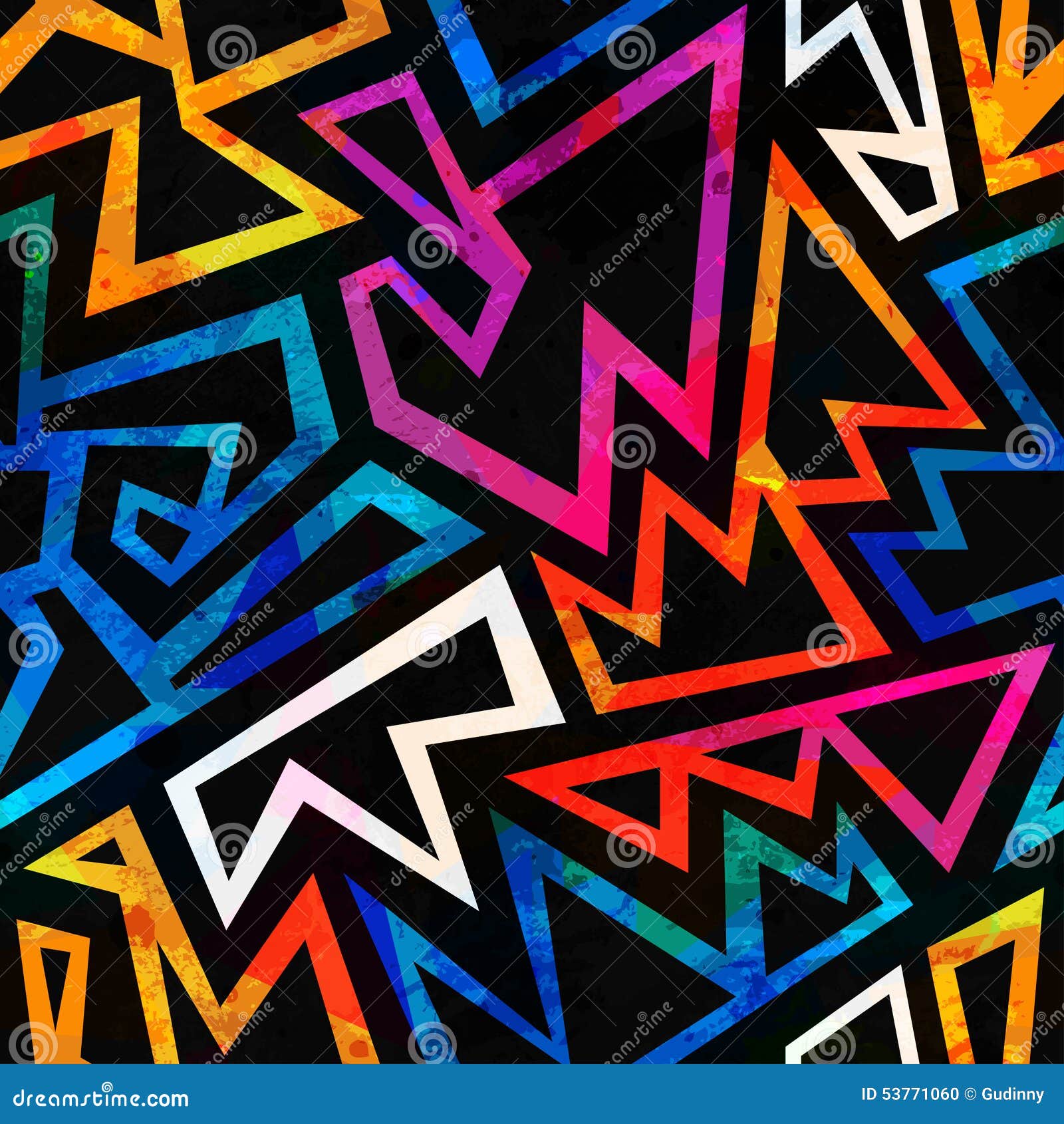 Grunge Geometric Seamless Pattern Stock Vector - Illustration of circle ...