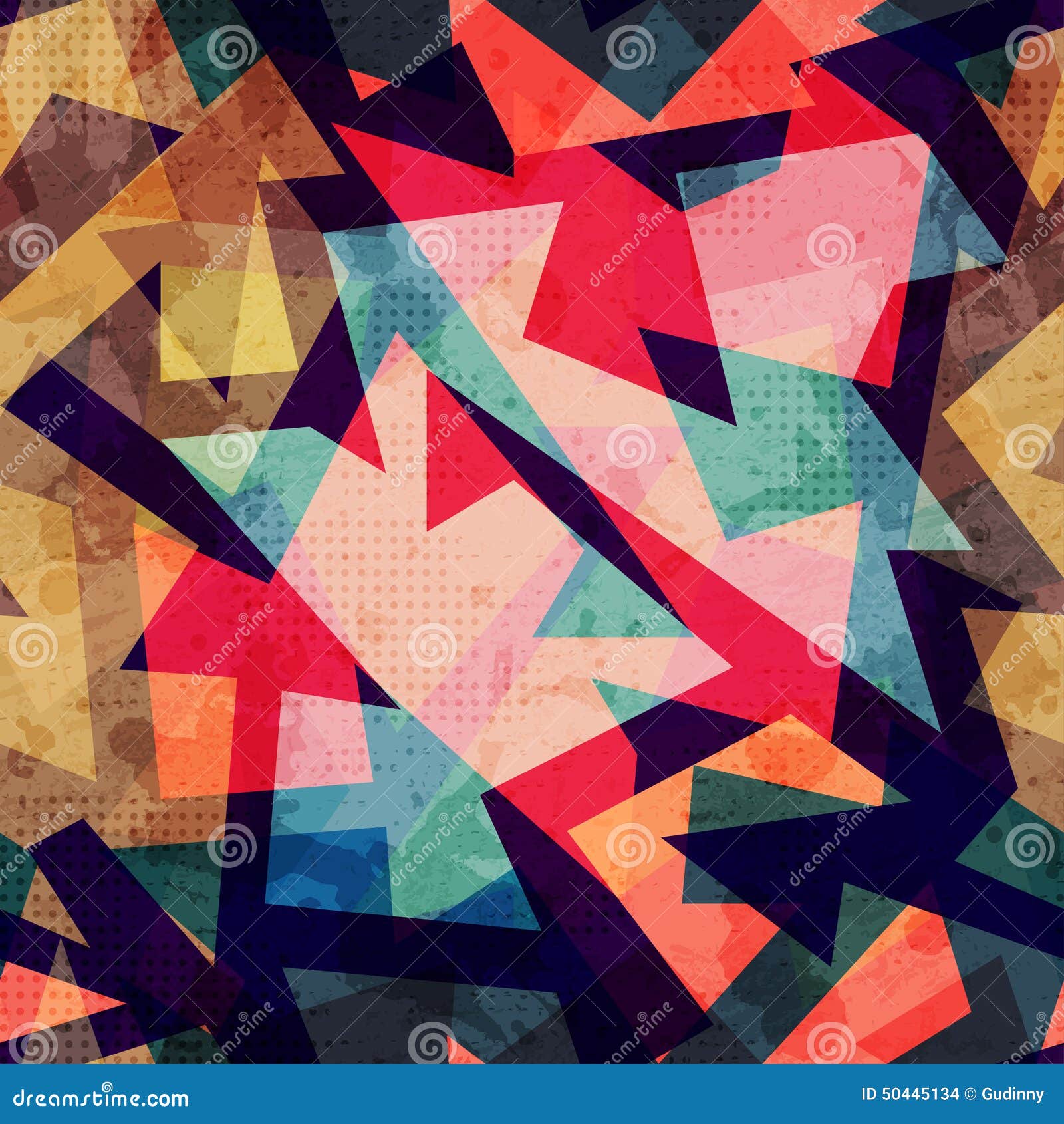 Grunge Geometric Seamless Pattern Stock Illustration - Illustration of ...