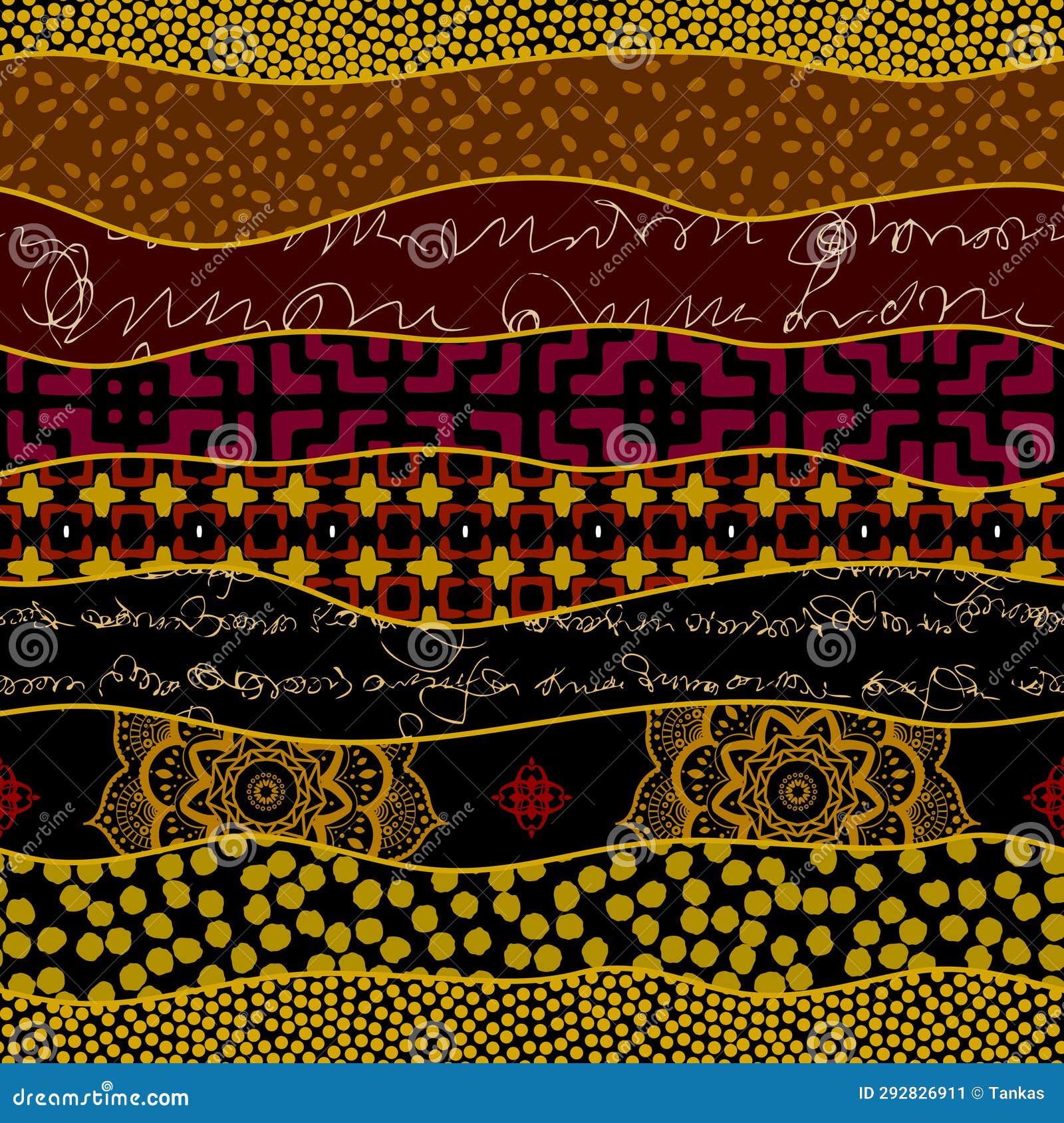 Grunge Geometric Vector Seamless Pattern Made in Ethnic Style. African ...