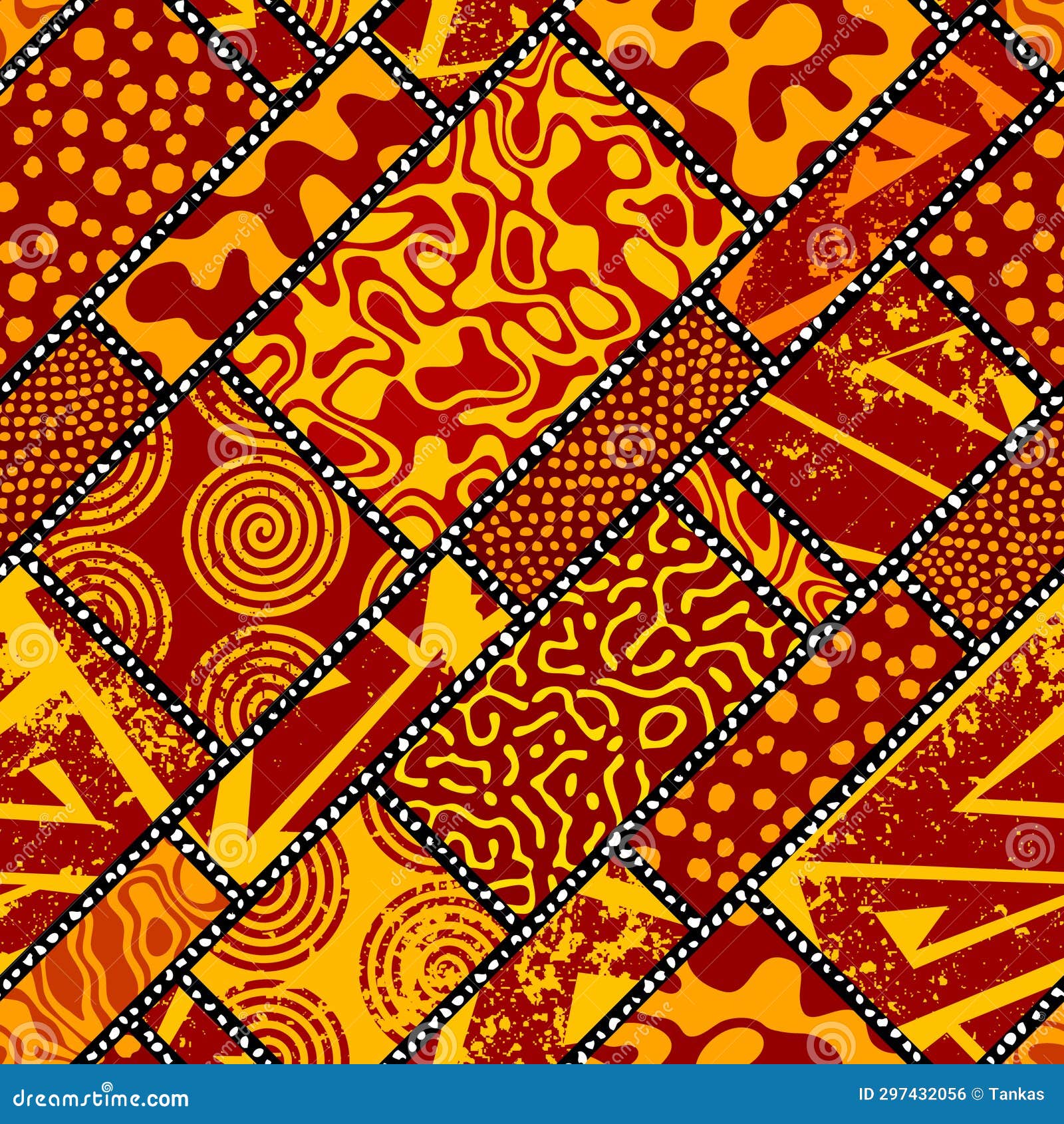 Grunge Geometric Vector Seamless Pattern Made in Ethnic Style. African ...