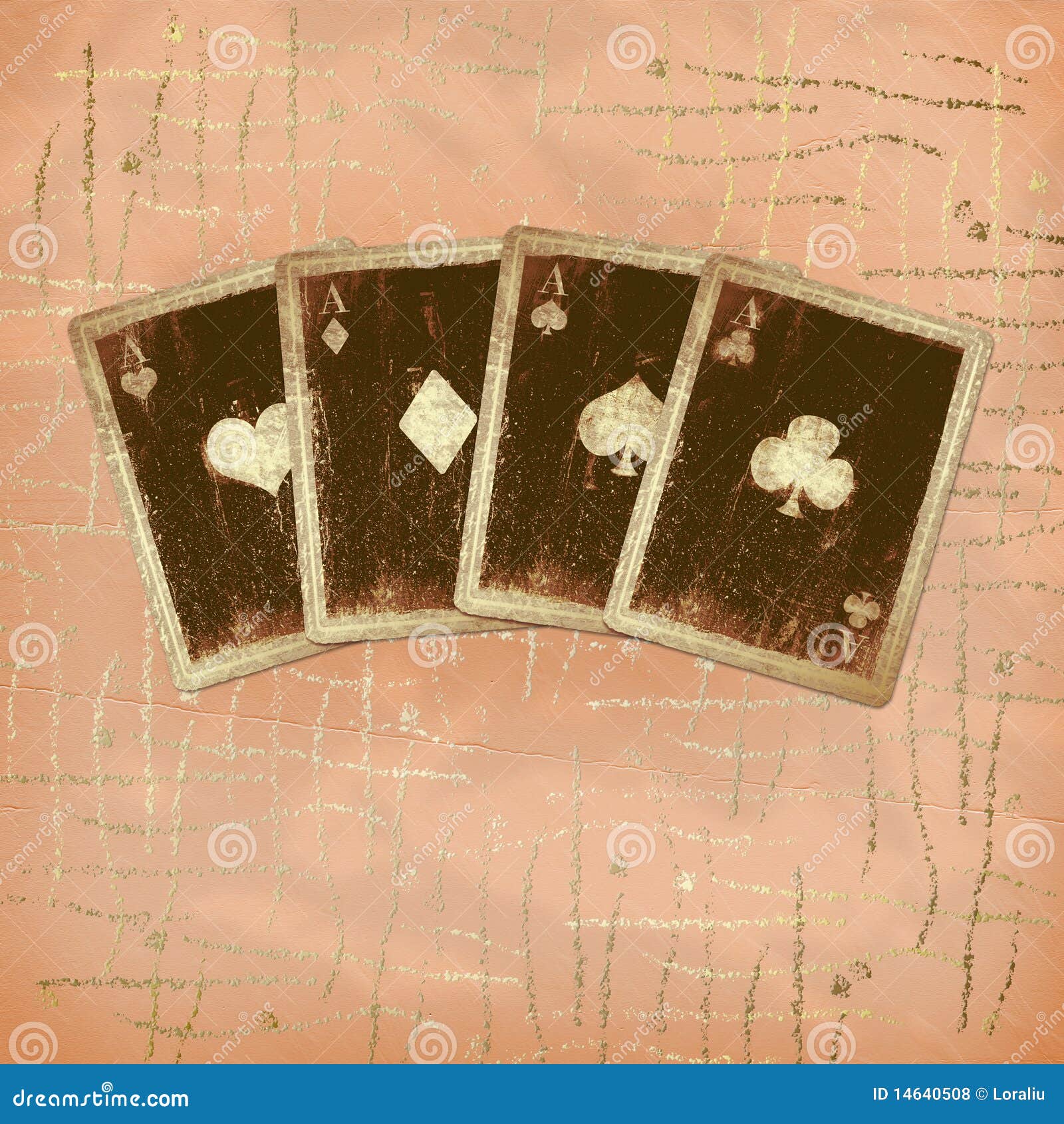 Grunge gold playing cards stock illustration. Illustration of diamonds ...