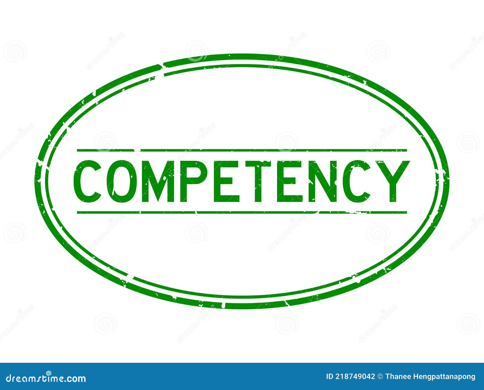 Grunge Green Competency Word Oval Rubber Stamp on White Background ...