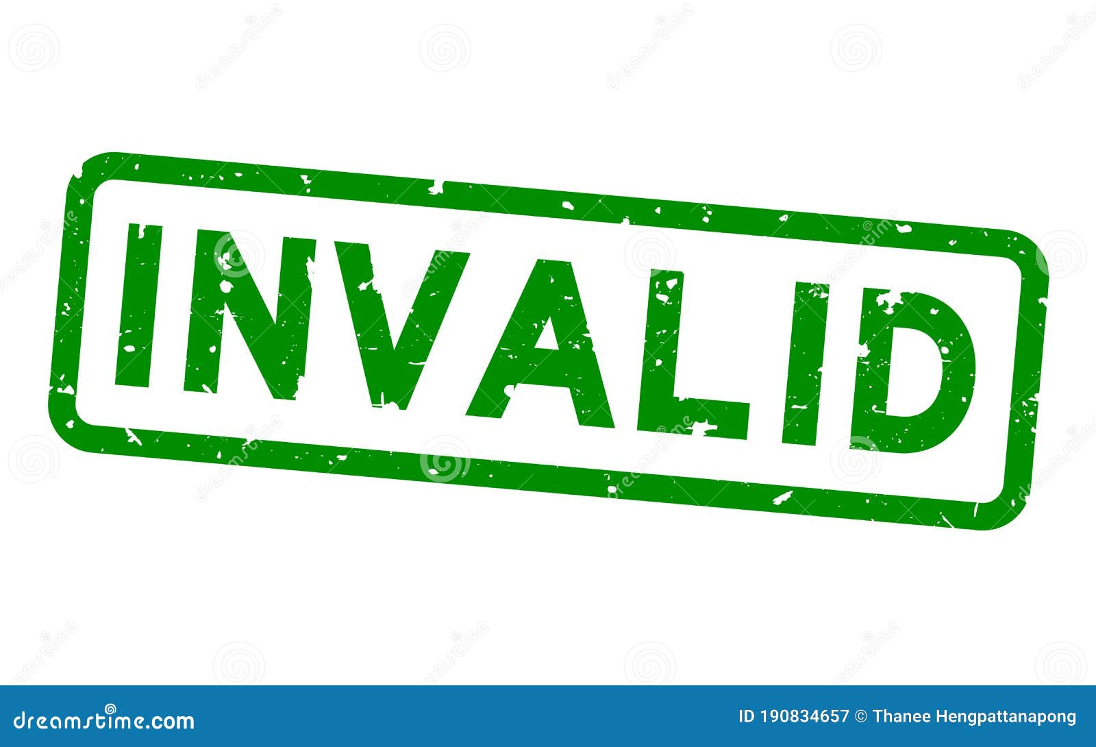 Grunge Green Invalid Word Square Rubber Stamp on White Background Stock ...