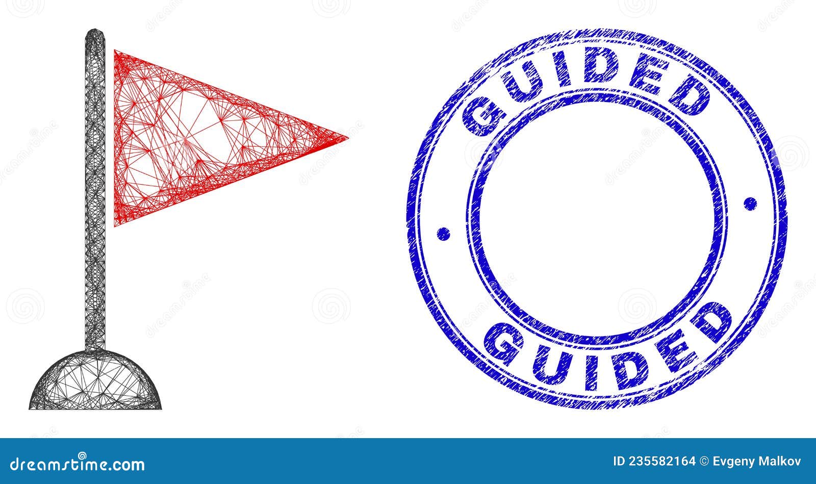 Grunge Guided Stamp and Network Irregular Mesh Triangle Flag Marker ...