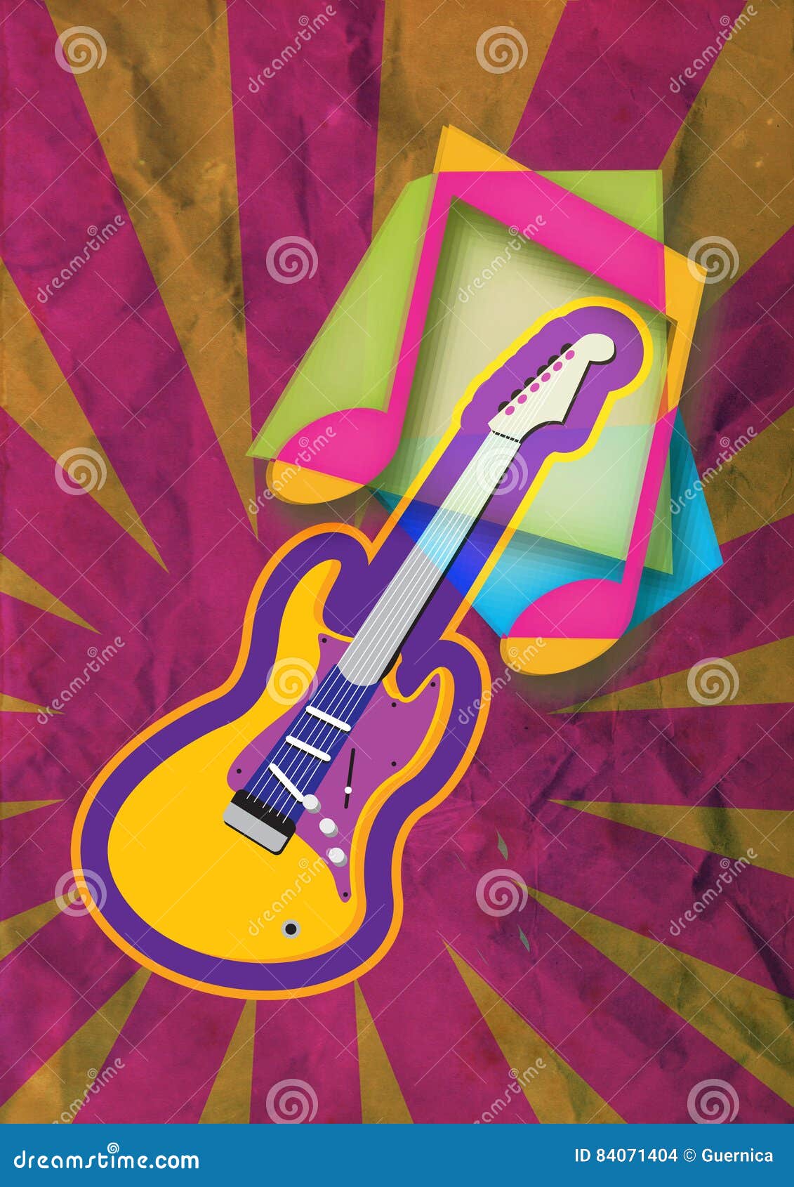 Abstract Music Guitar with Grunge Stock Illustration - Illustration of ...