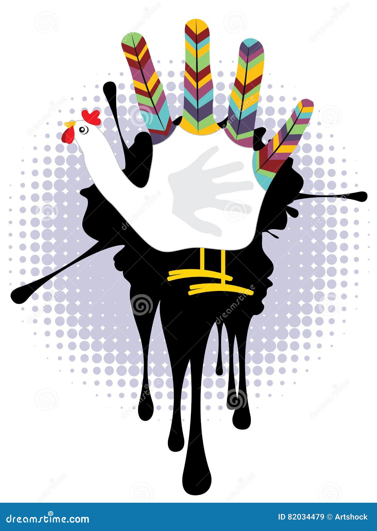 Grunge Hand Chicken stock vector. Illustration of rooster - 82034479