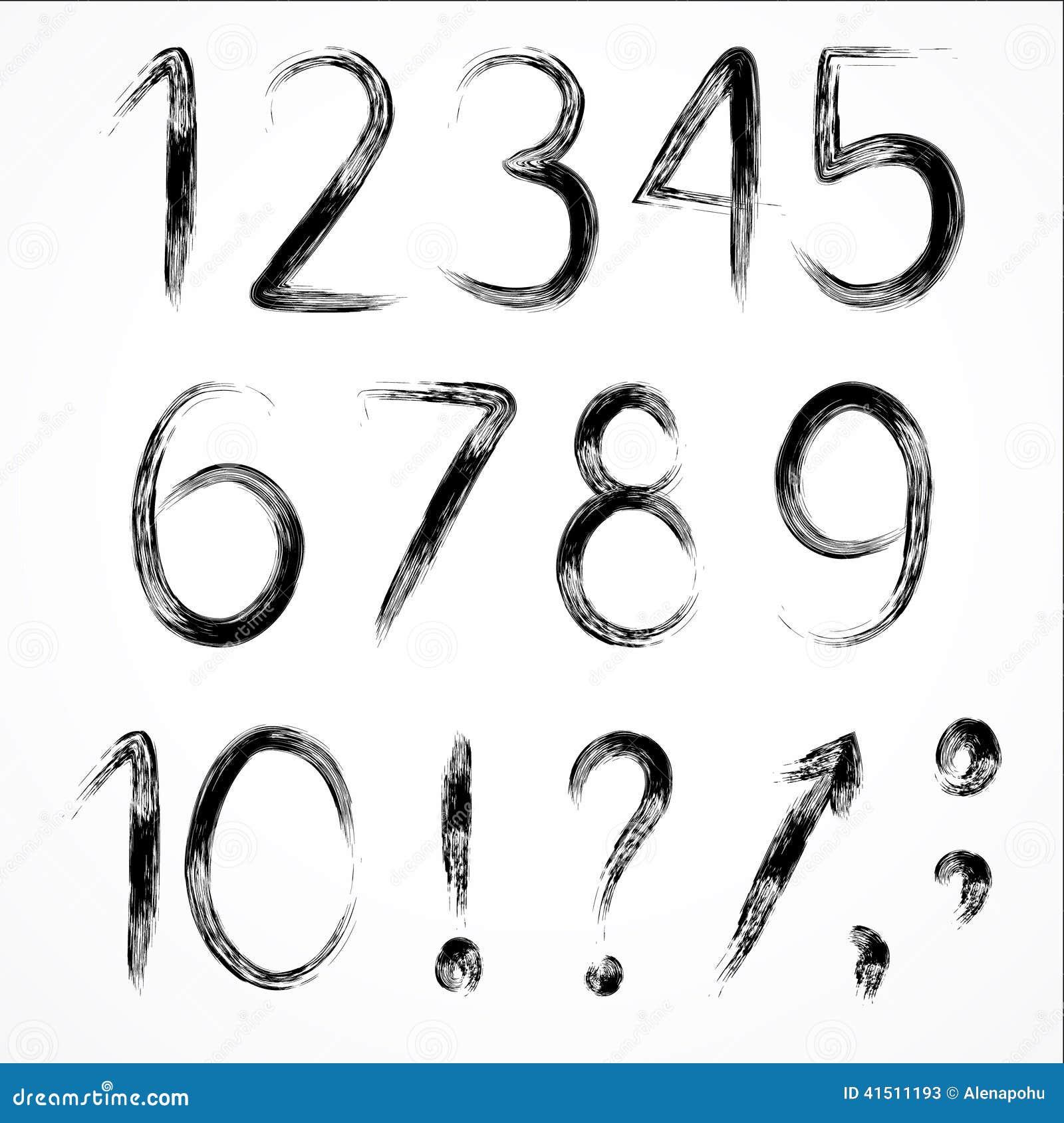 Grunge hand drawn numbers stock vector. Illustration of drawing - 41511193