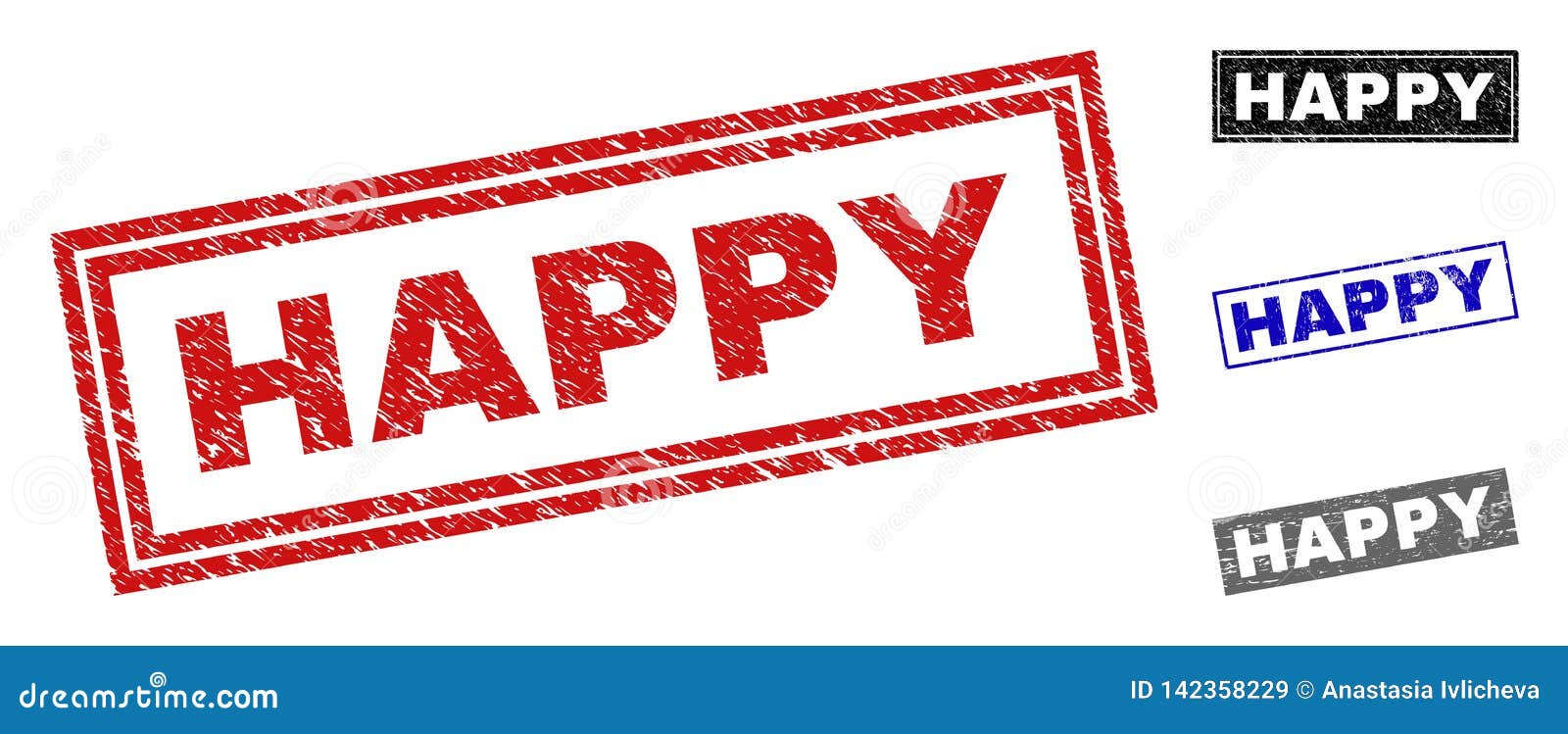 Grunge HAPPY Scratched Rectangle Stamp Seals Stock Vector ...