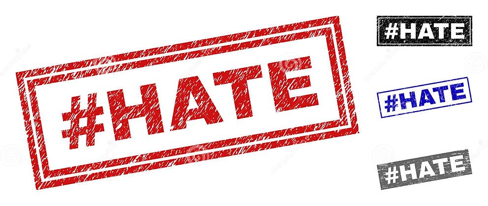 Grunge Hashtag HATE Scratched Rectangle Watermarks Stock Vector ...