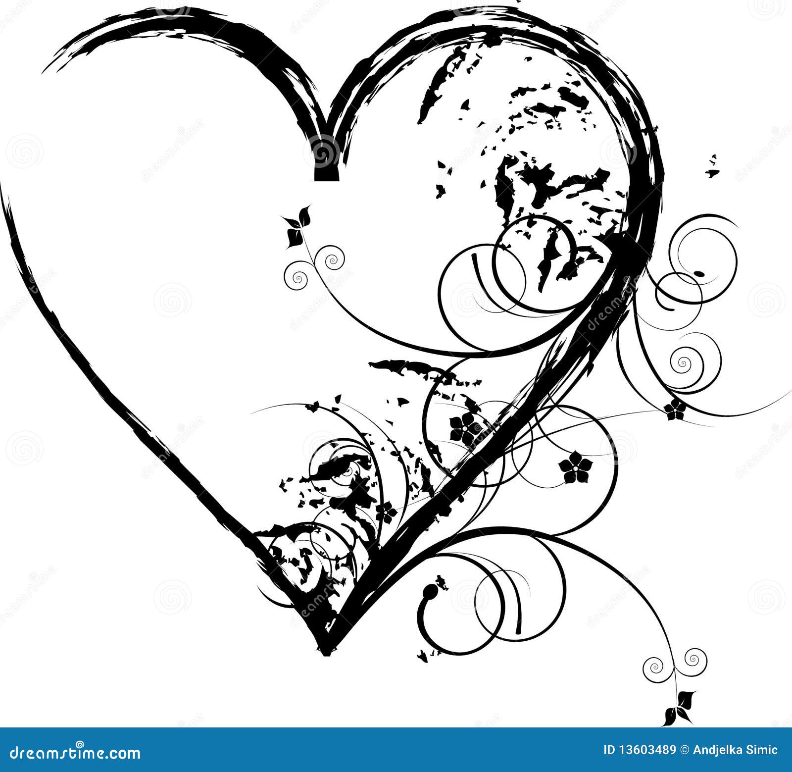 Grunge Red Heart Vector Illustration Isolated On White. Ragged Heart ...