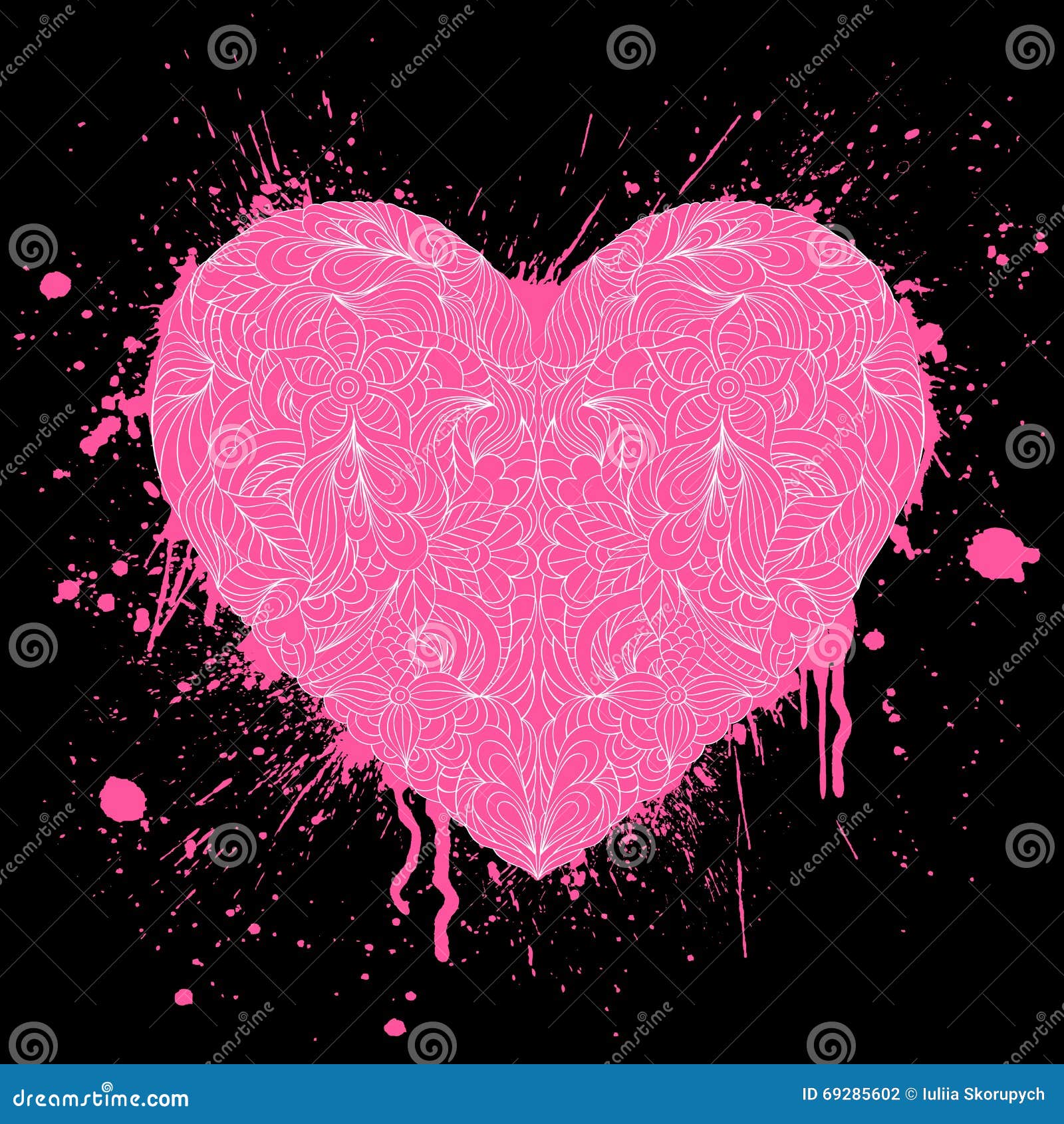 Grunge Heart on Black Background Stock Vector - Illustration of grunge ...
