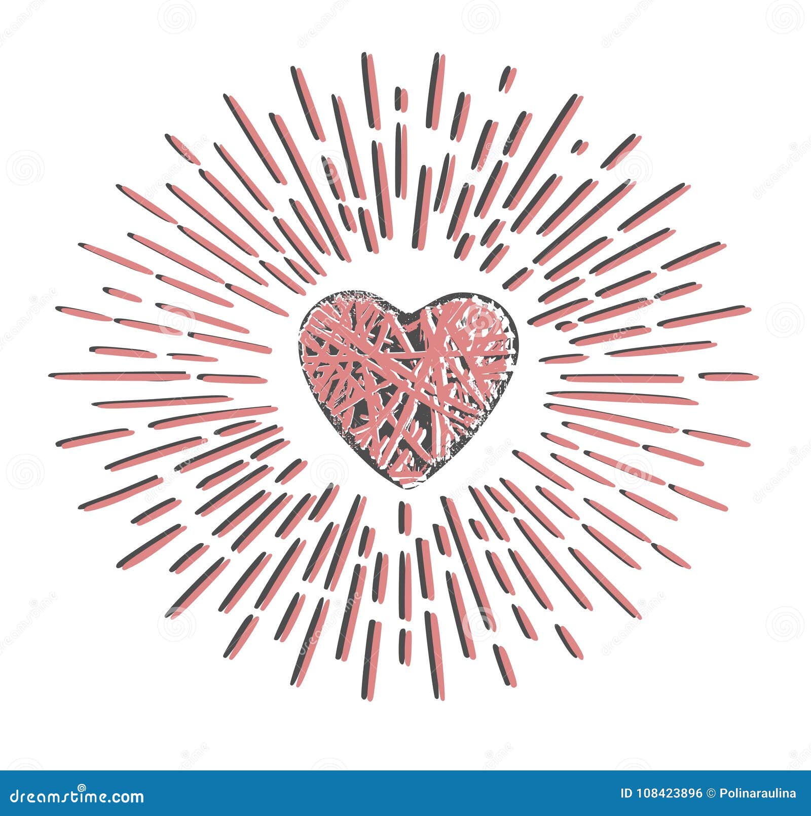 Grunge heart with rays stock photo. Illustration of aged - 108423896