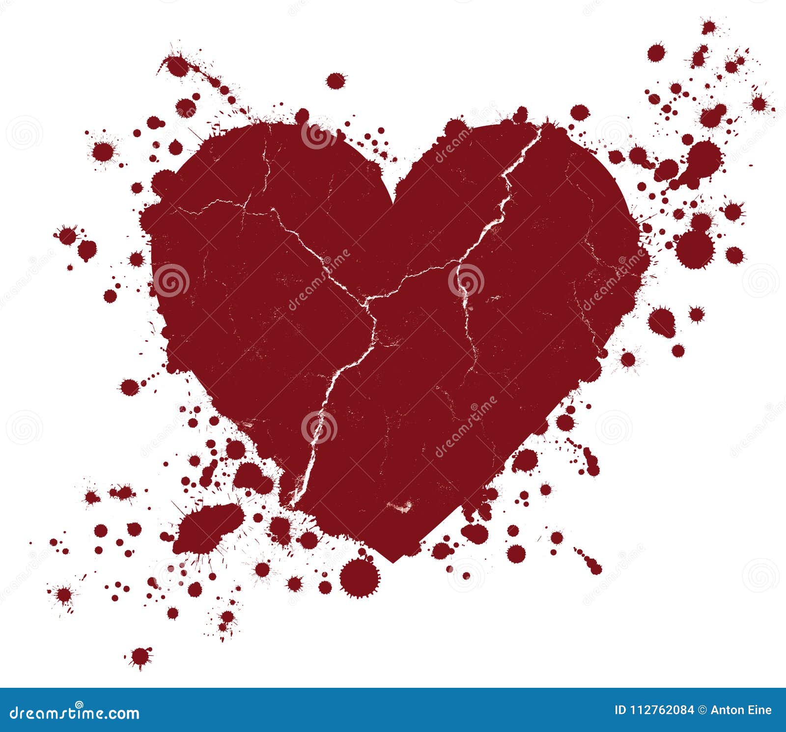 Grunge Heart Shape and Paint Blobs Splattered Stock Illustration ...