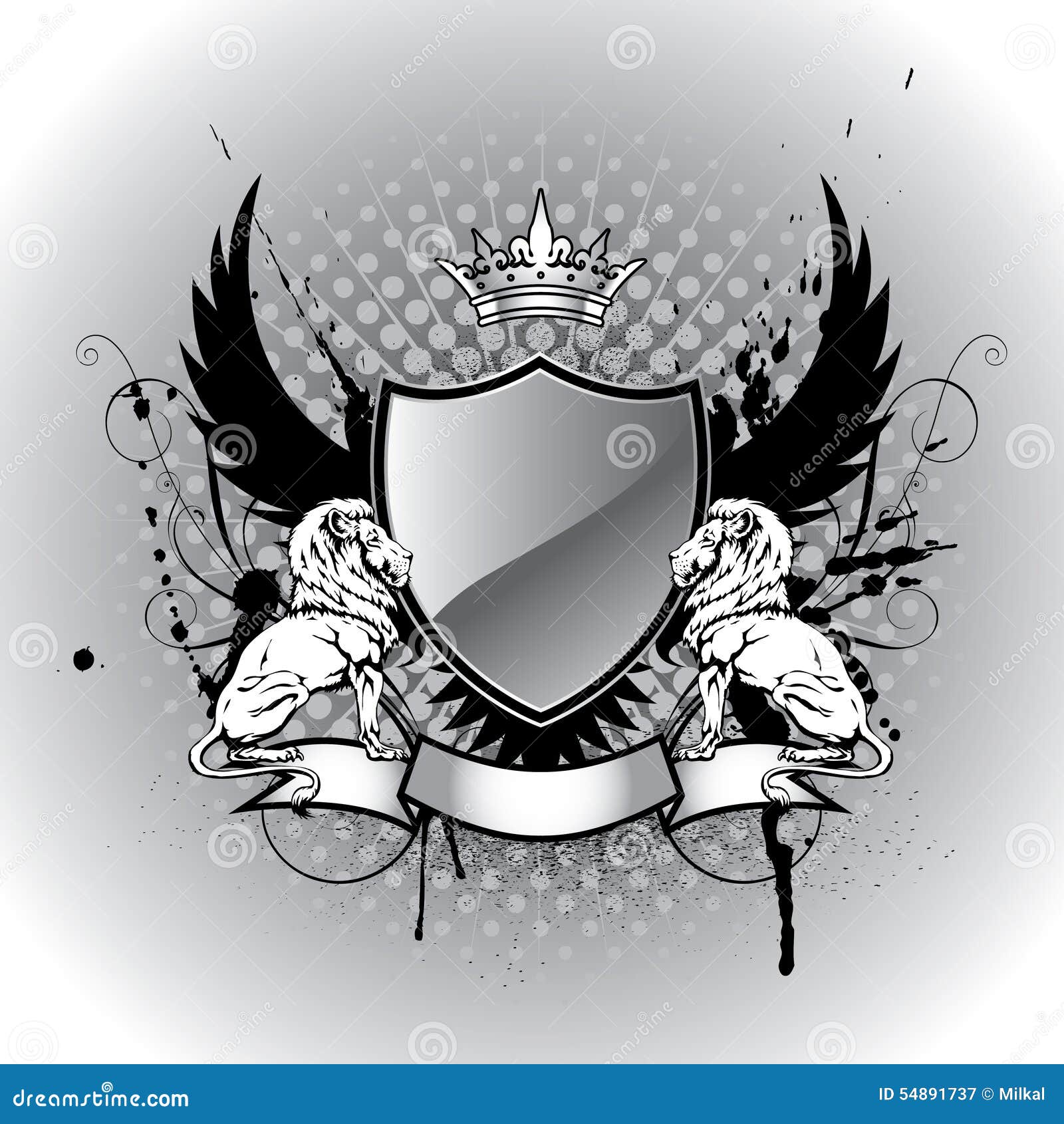 Grunge Winged Shields Vector Illustration | CartoonDealer.com #3987446