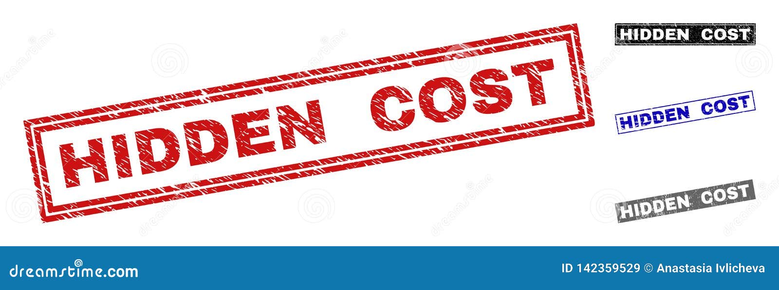 Grunge HIDDEN COST Scratched Rectangle Stamps Stock Vector ...