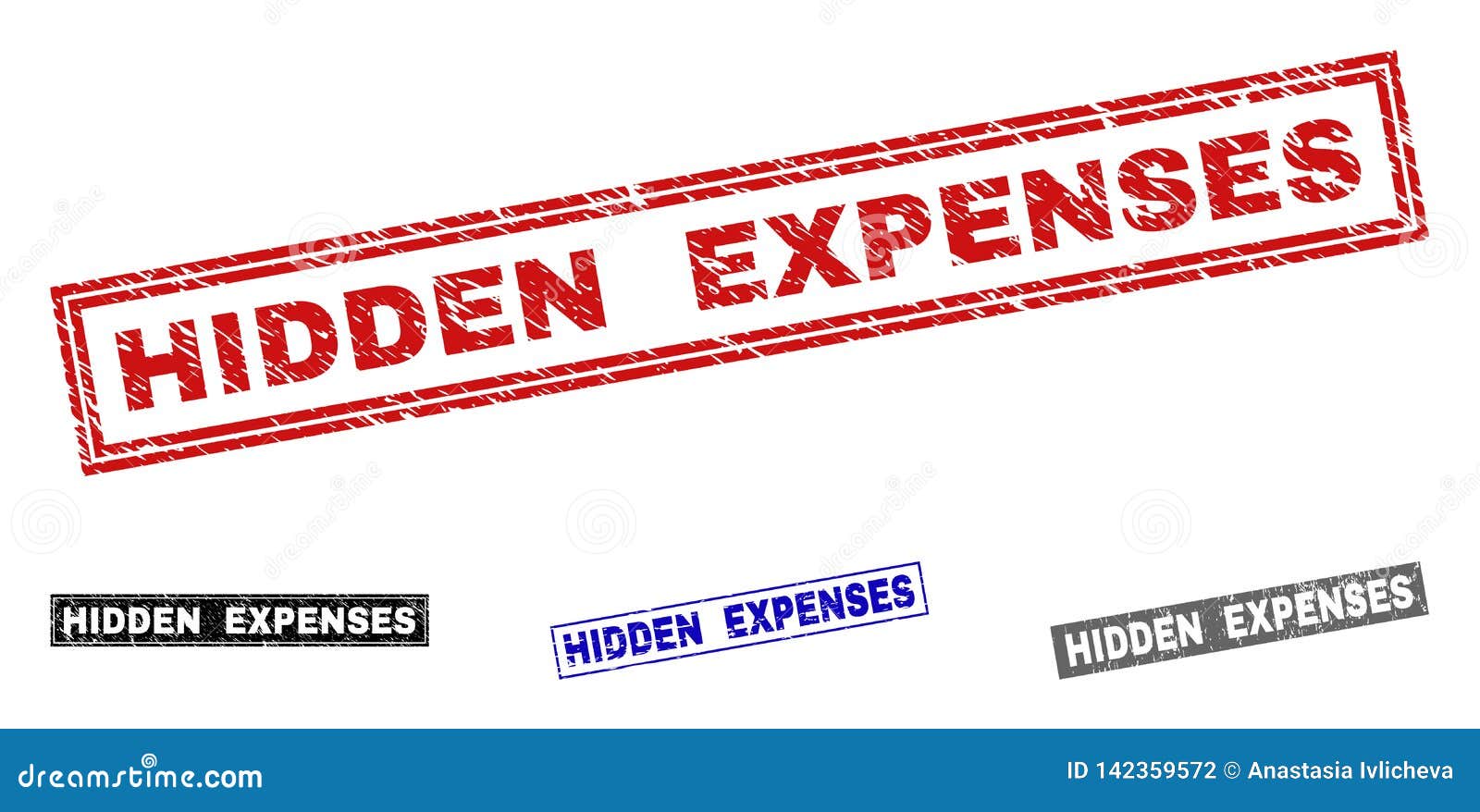 Grunge HIDDEN EXPENSES Textured Rectangle Stamps Stock Vector ...