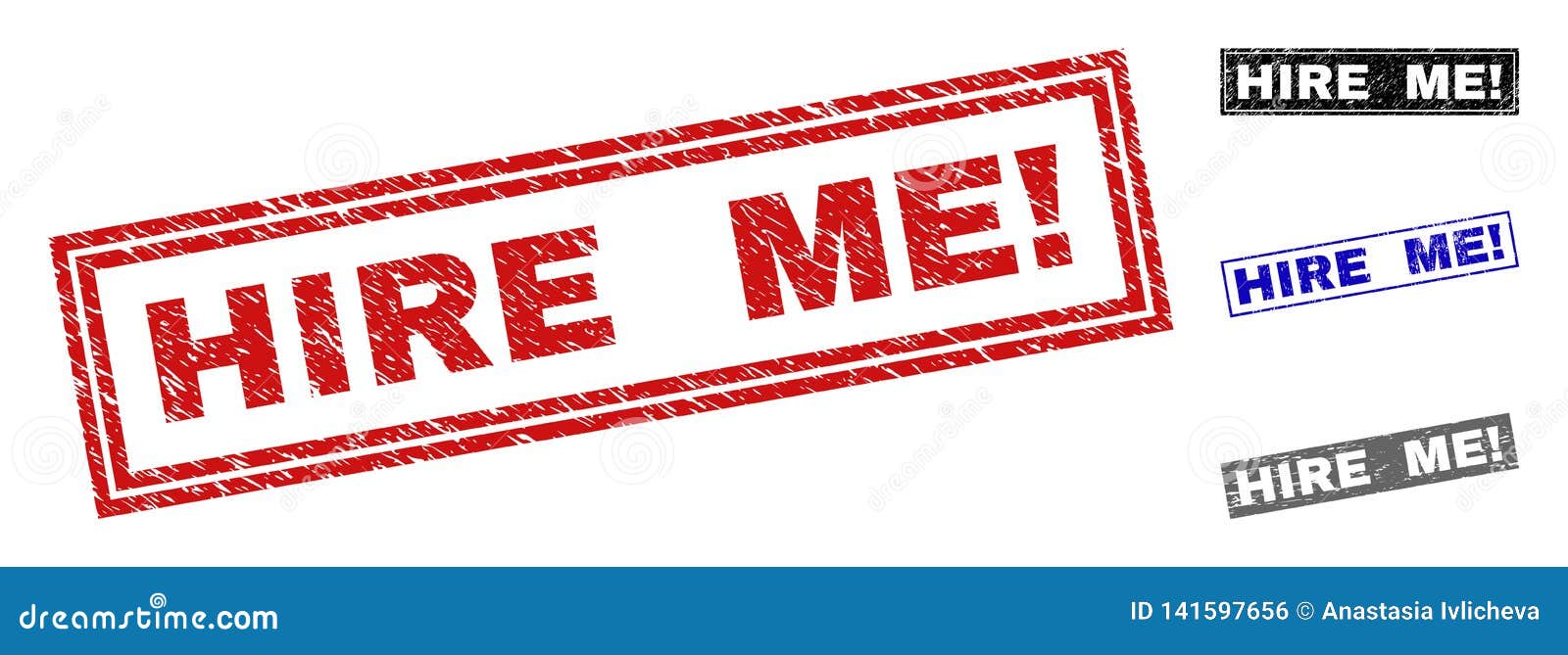 Grunge HIRE ME! Scratched Rectangle Watermarks Stock Vector ...