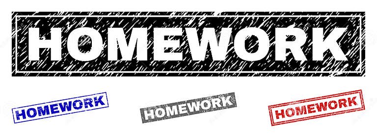 Grunge HOMEWORK Scratched Rectangle Watermarks Stock Vector ...