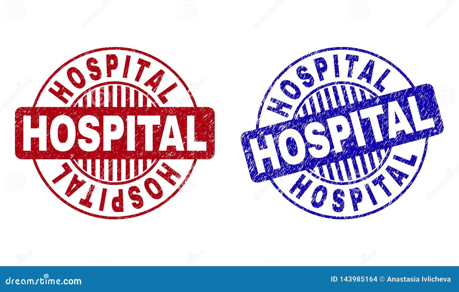 Grunge Hospital Textured Round Watermarks Stock Vector Illustration