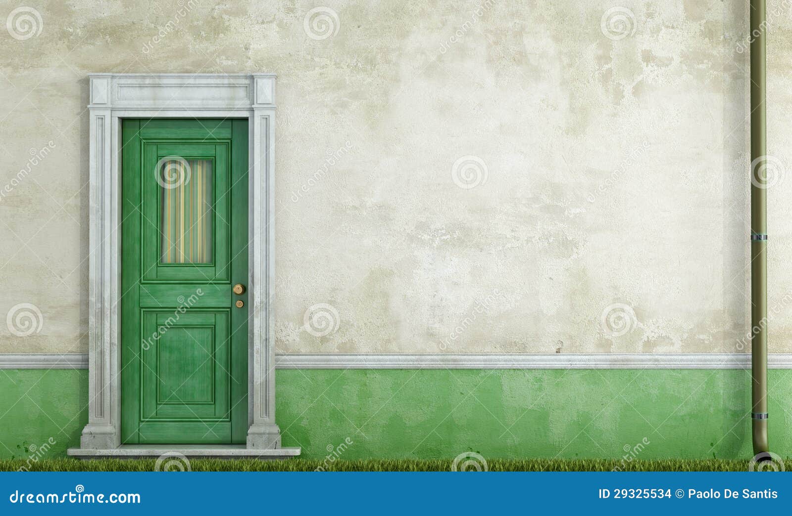 Grunge House Facade with Front Door Stock Illustration - Illustration ...