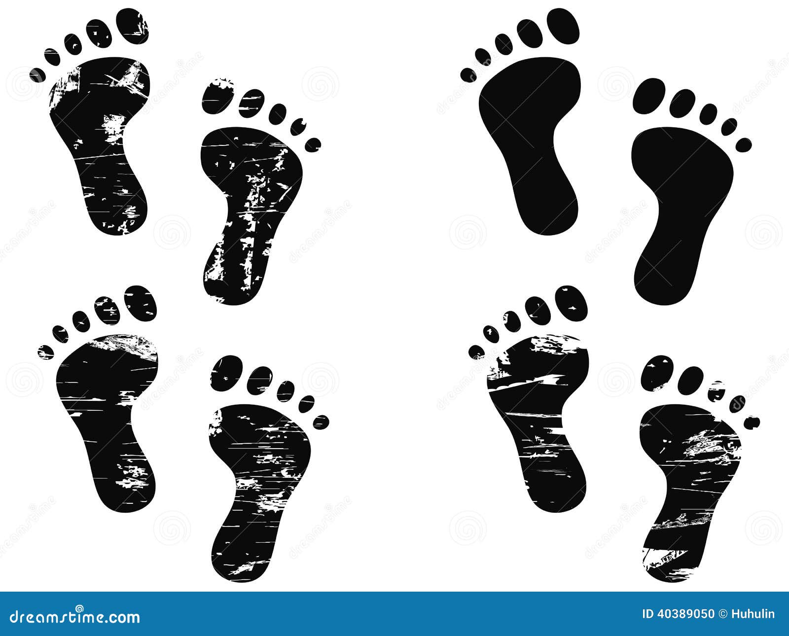Human Footprint. Black Silhouette Of Man, Woman And Baby Footprints ...