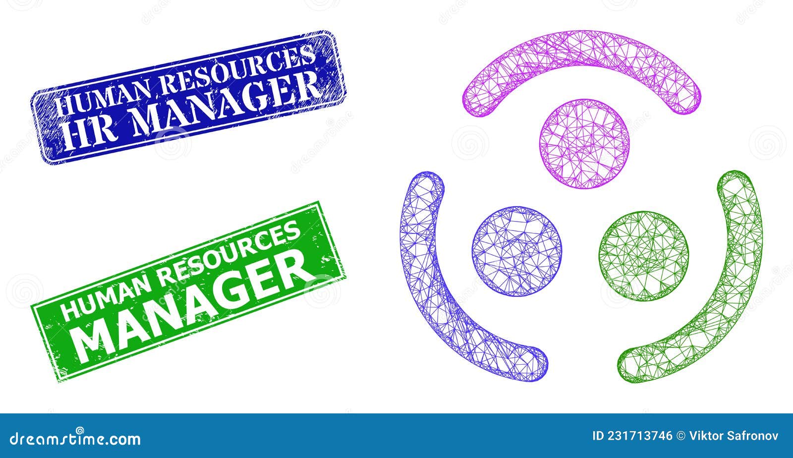 Grunge Human Resources Hr Manager Seals and Triangular Mesh Community ...