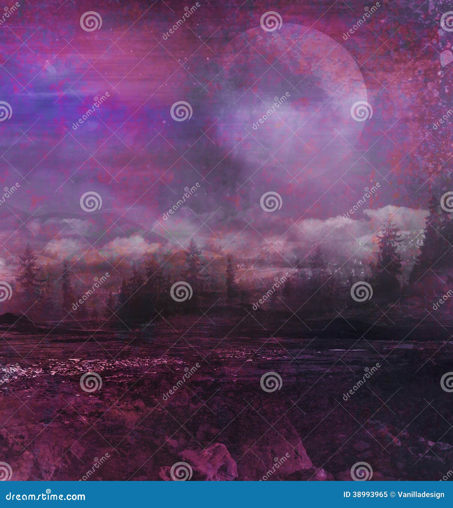 Grunge Image of Moon Landscape Stock Illustration - Illustration of ...