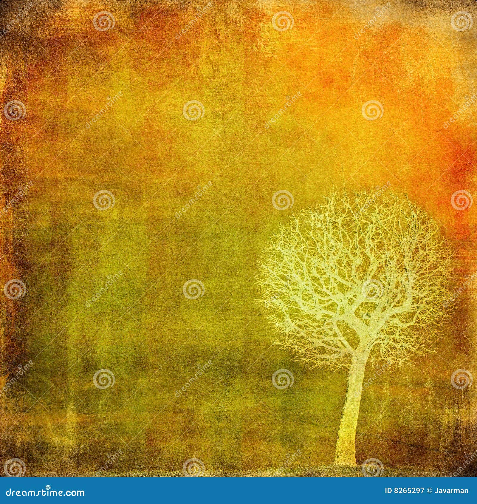 Grunge Image of a Tree on a Vintage Paper Stock Illustration ...