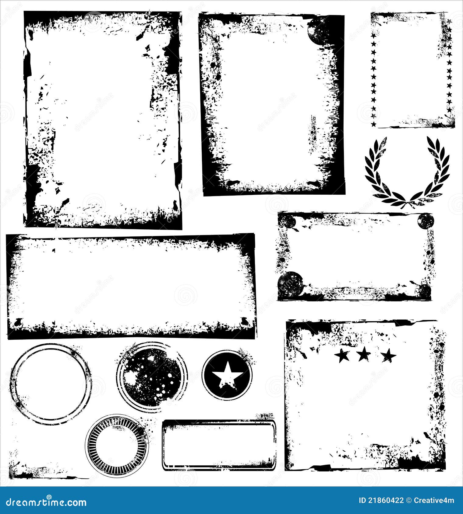 Grunge Images frames - set stock illustration. Illustration of dirty ...