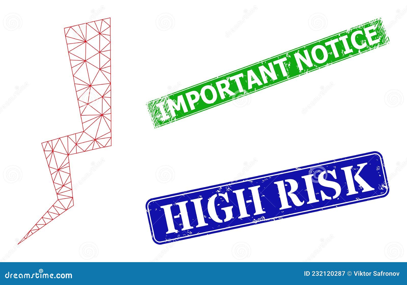 Grunge Important Notice Stamps and Triangular Mesh Electrical Break ...