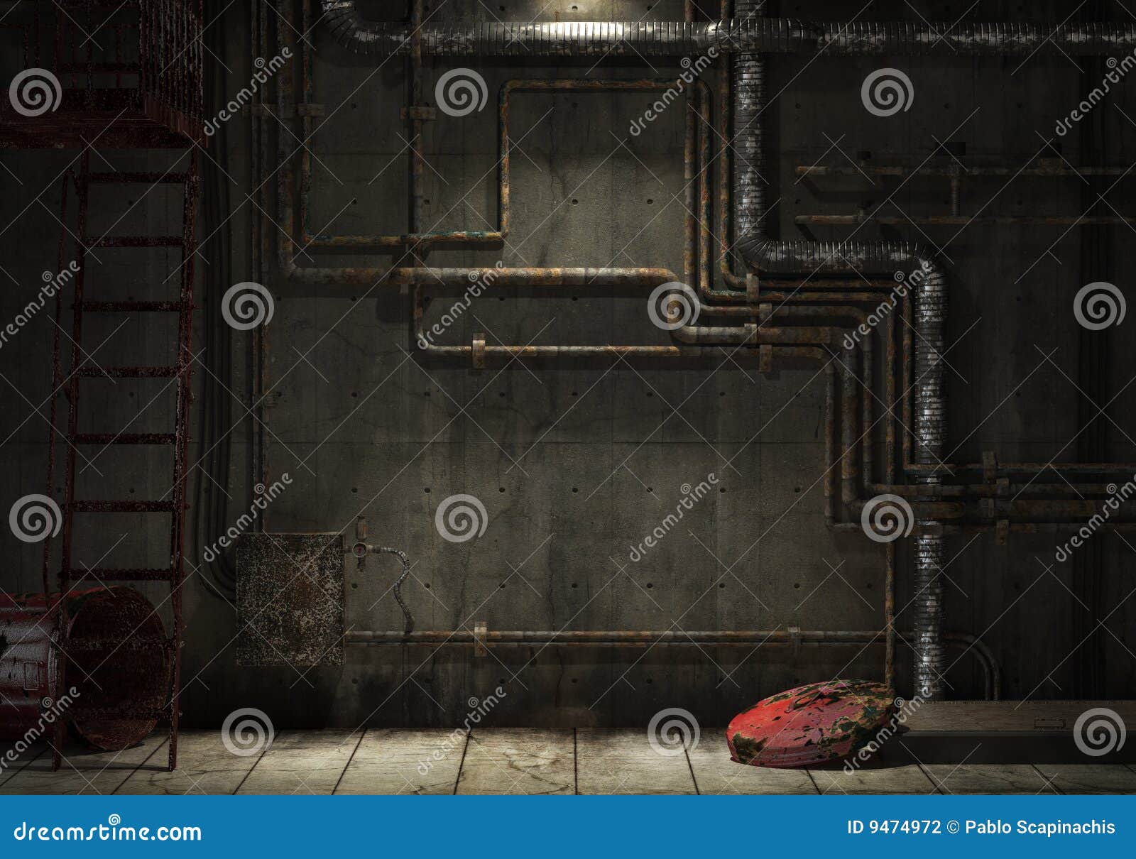 Grunge Industrial Pipe Wall Stock Illustration - Illustration of ...