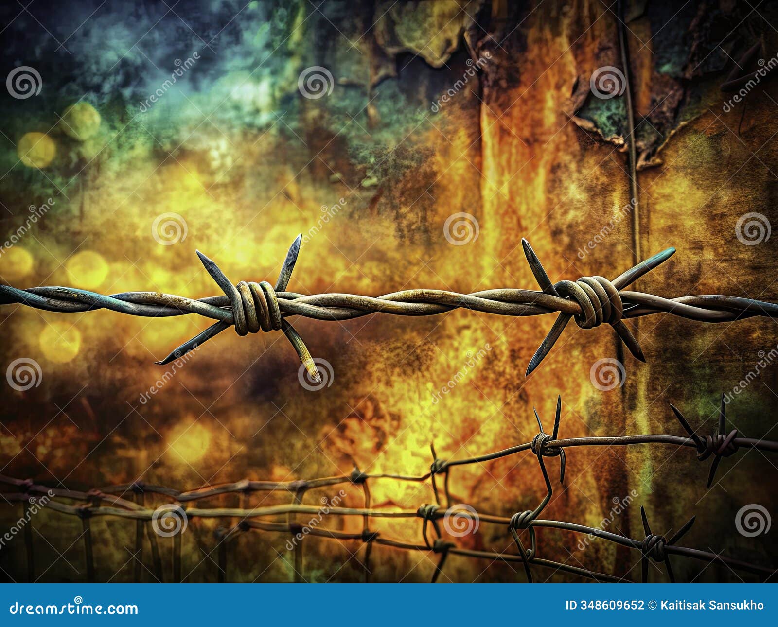 A Grunge-Infused Barbed Wire Illustration: a Close-Up Exploration of ...