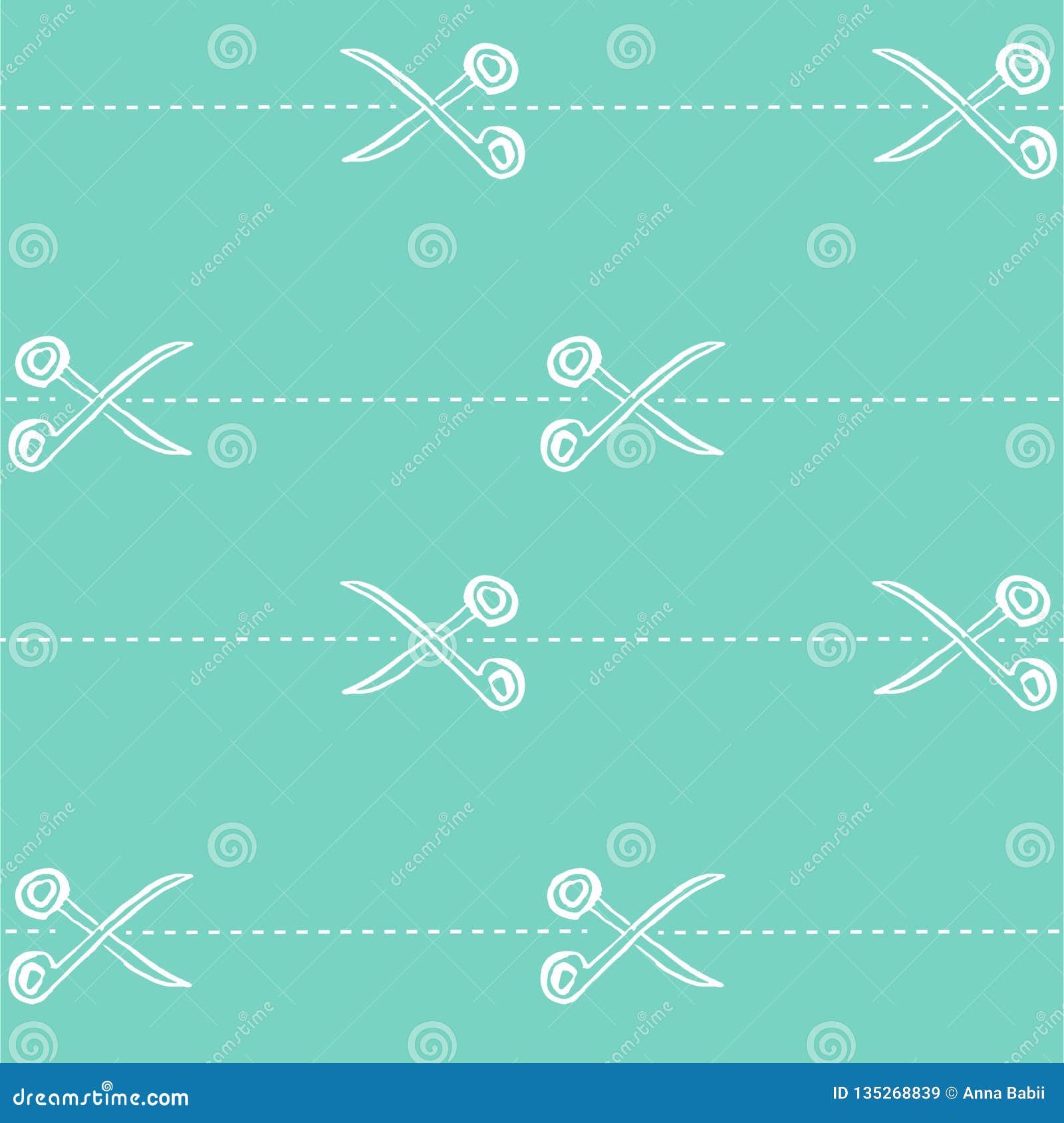 Grunge Ink Hand Drawn Scissors Seamless Pattern. Vector Illustration ...