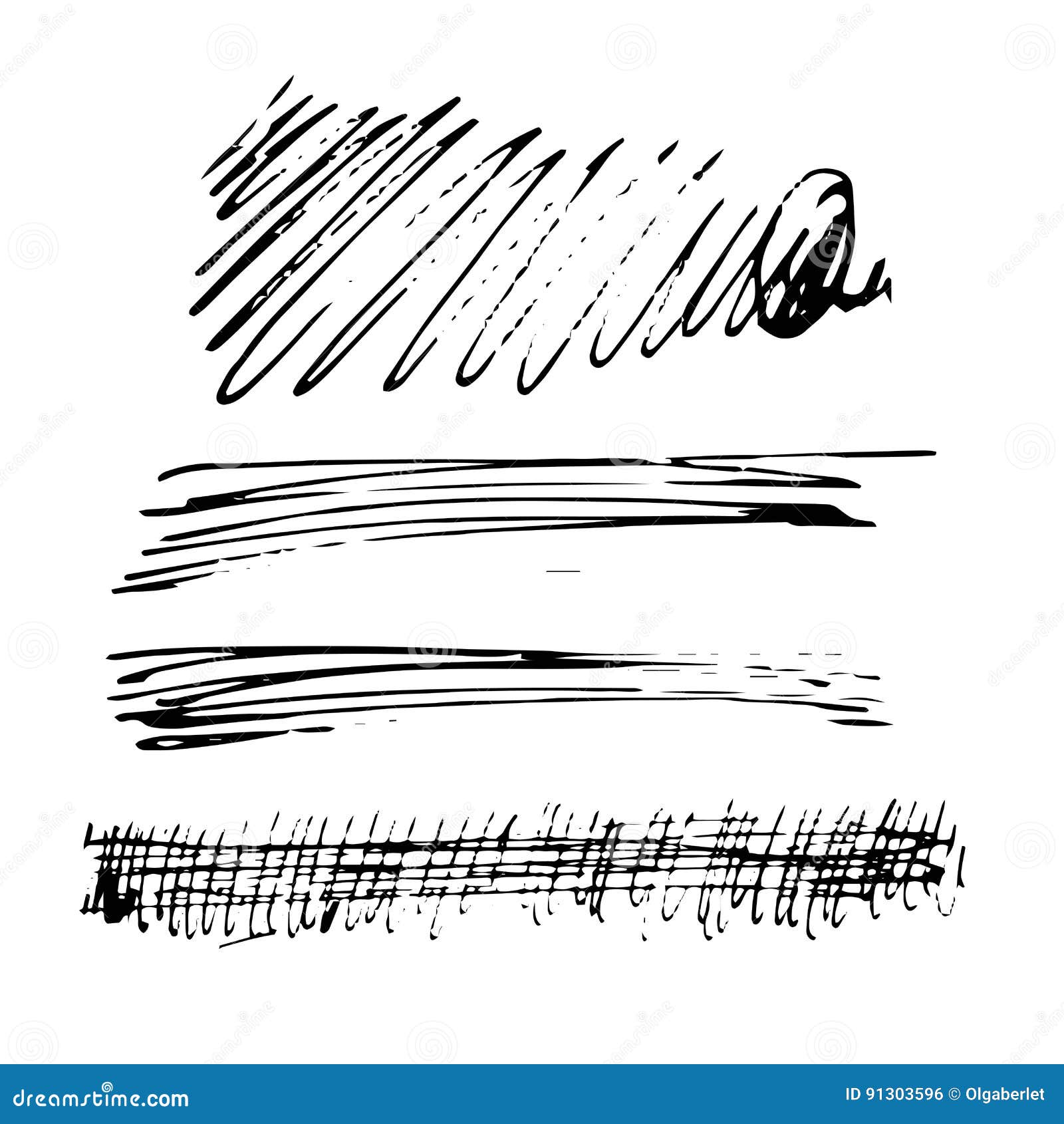 Grunge Ink pen Stroke set stock vector. Illustration of dirty - 91303596