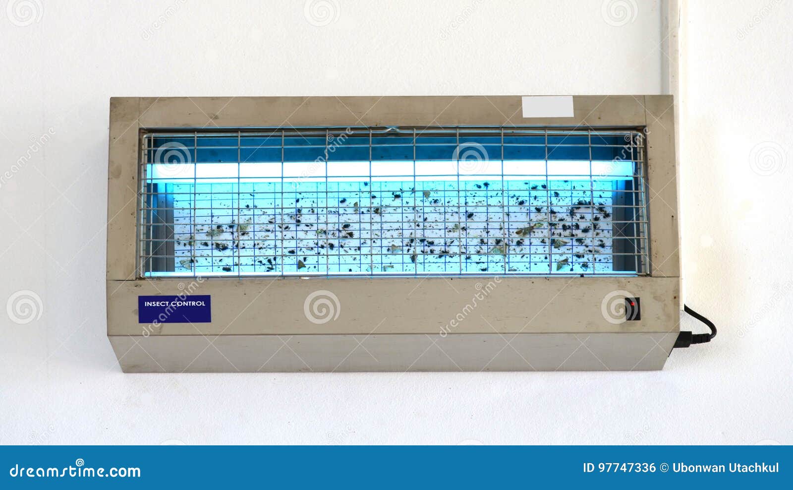 Grunge Insect Control Machine on White Wall at the Public Area Stock ...
