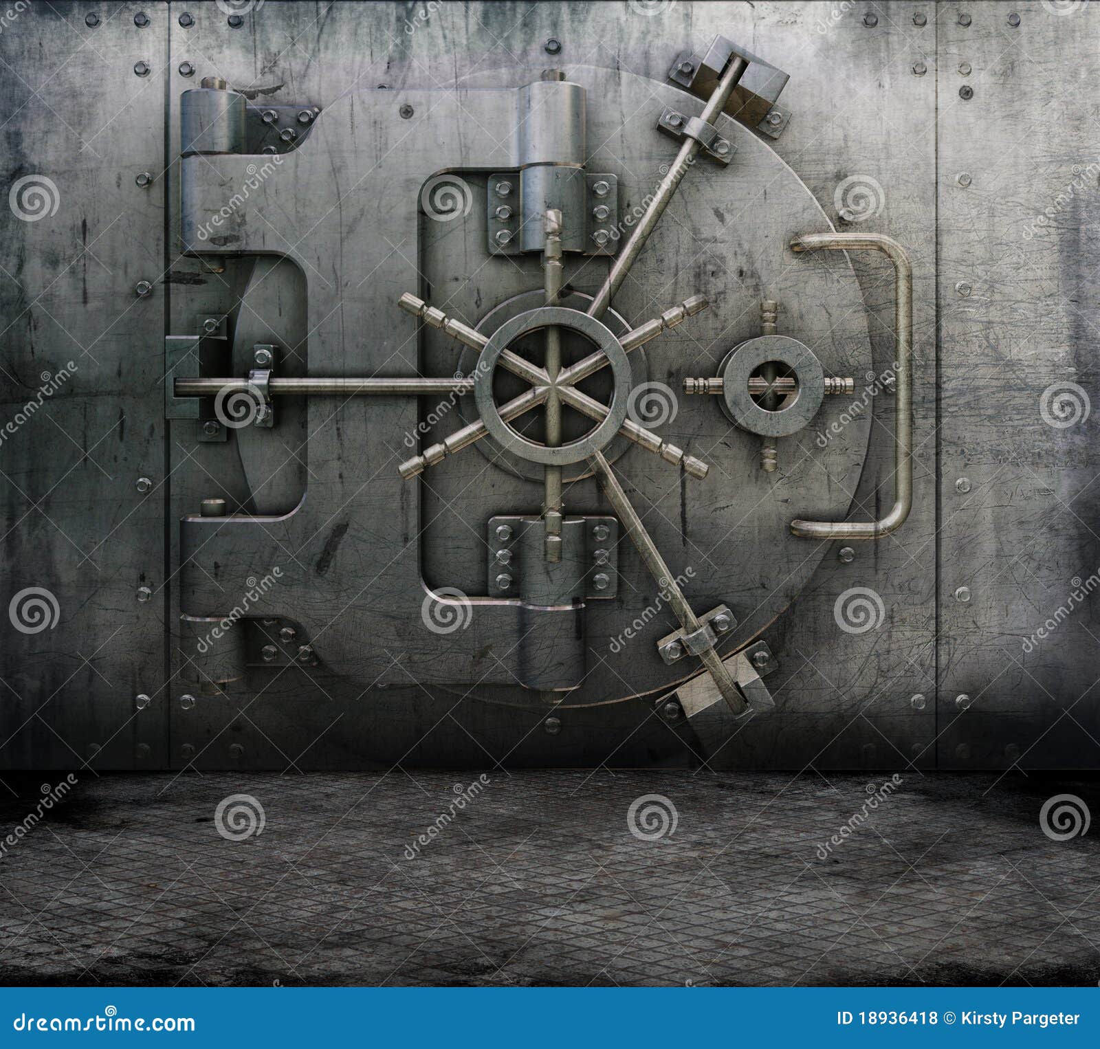 Grunge Interior with Bank Vault Stock Illustration - Illustration of ...