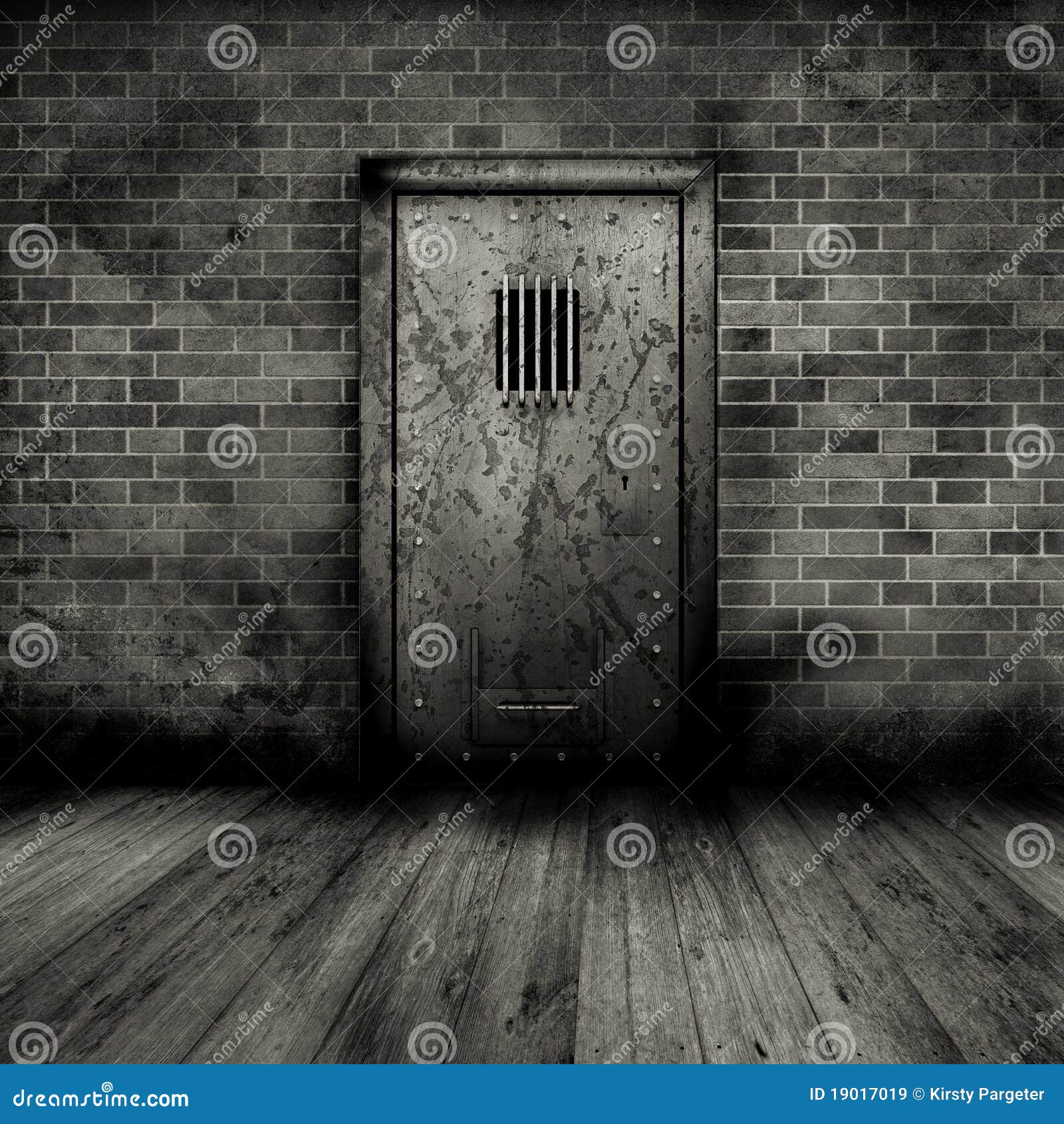 Grunge Interior with Prison Door Stock Illustration - Illustration of ...