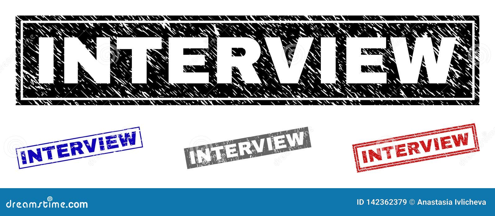 Grunge INTERVIEW Scratched Rectangle Stamp Seals Stock Vector ...
