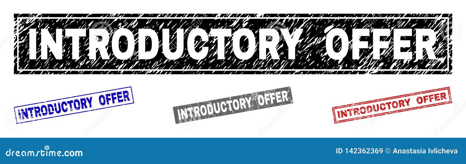 Grunge INTRODUCTORY OFFER Scratched Rectangle Watermarks Stock Vector ...