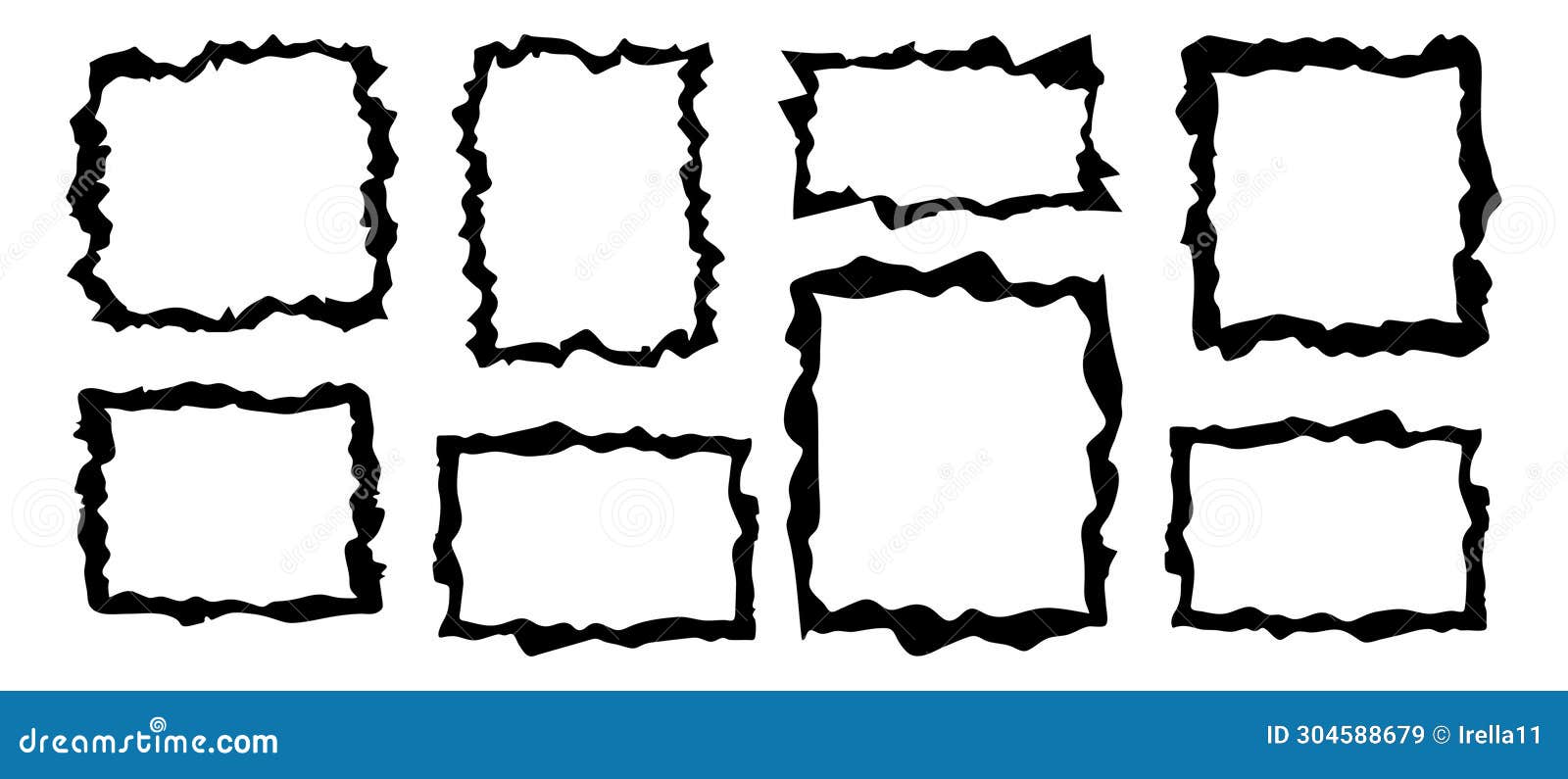 Grunge Jagged Rectangle Frames Set, Black Silhouettes. Abstract ...