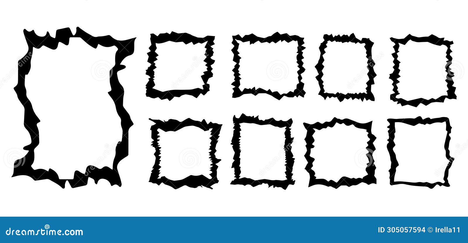 Grunge Jagged Rectangle Frames Set, Black Silhouettes. Abstract ...