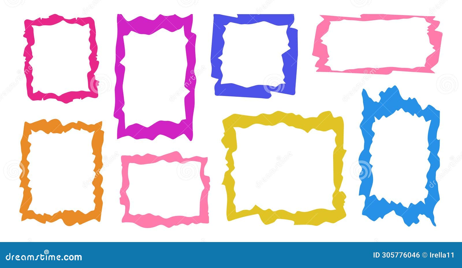 Grunge Jagged Rectangle Frames Set, Colorful Silhouettes. Abstract ...