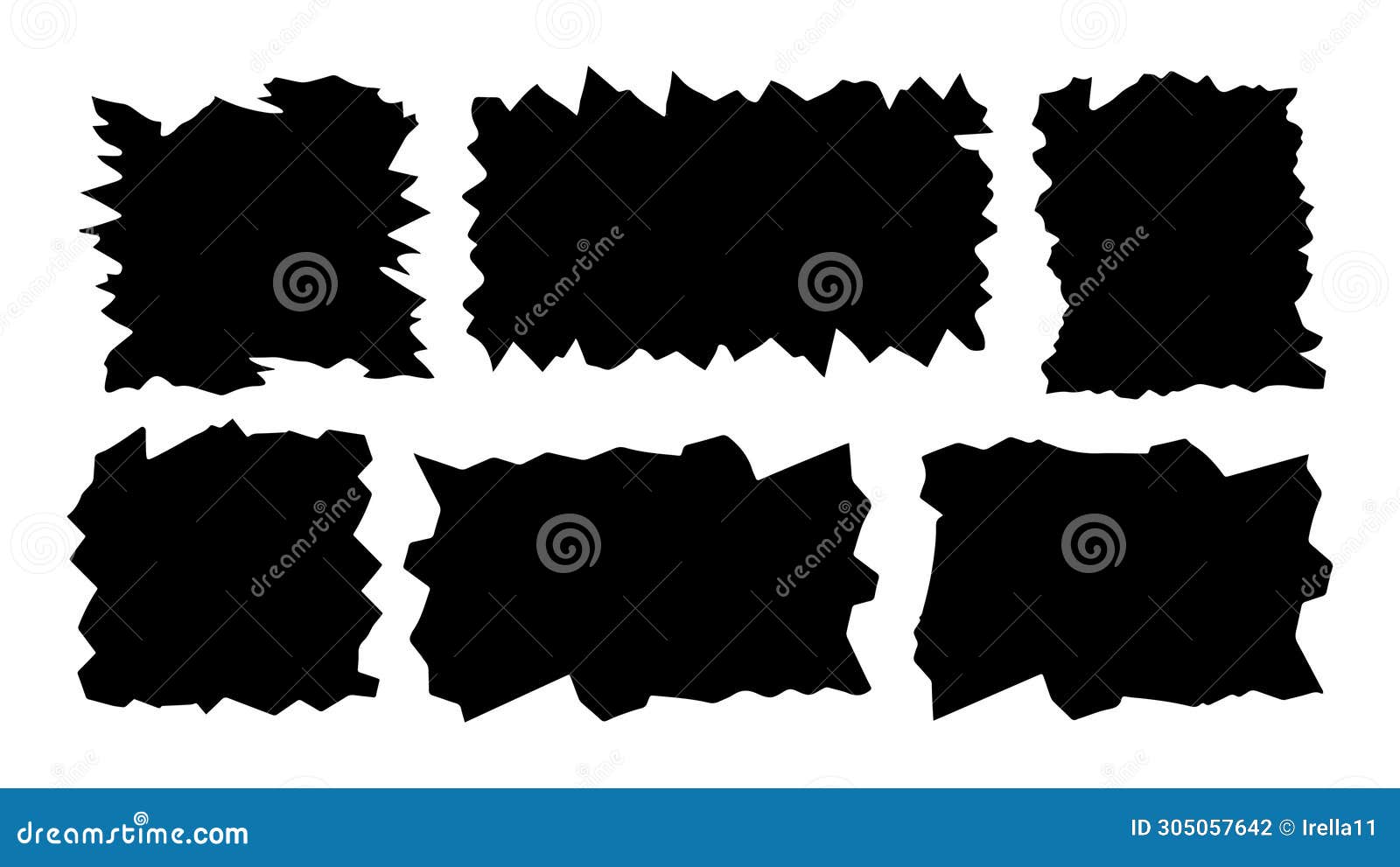 Grunge Jagged Rectangles Black Silhouettes. Abstract Torn Rectangles ...