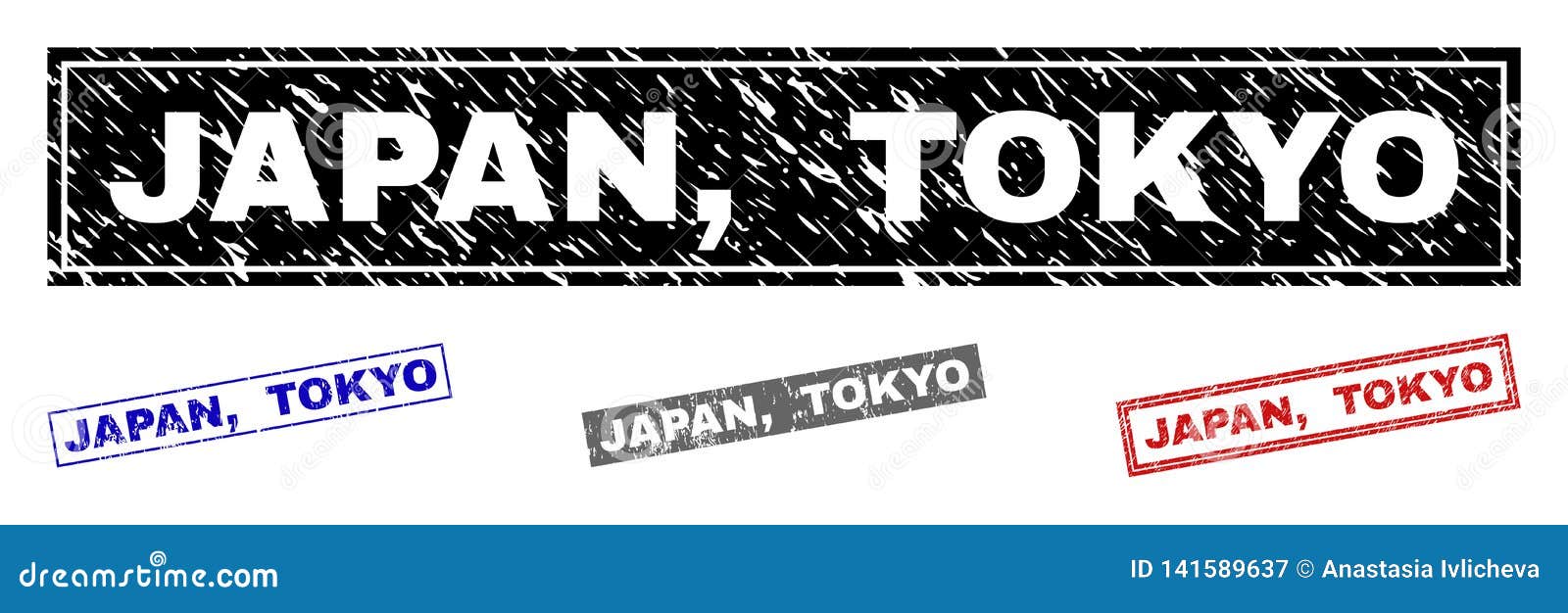 Grunge JAPAN, TOKYO Textured Rectangle Stamps Stock Vector ...